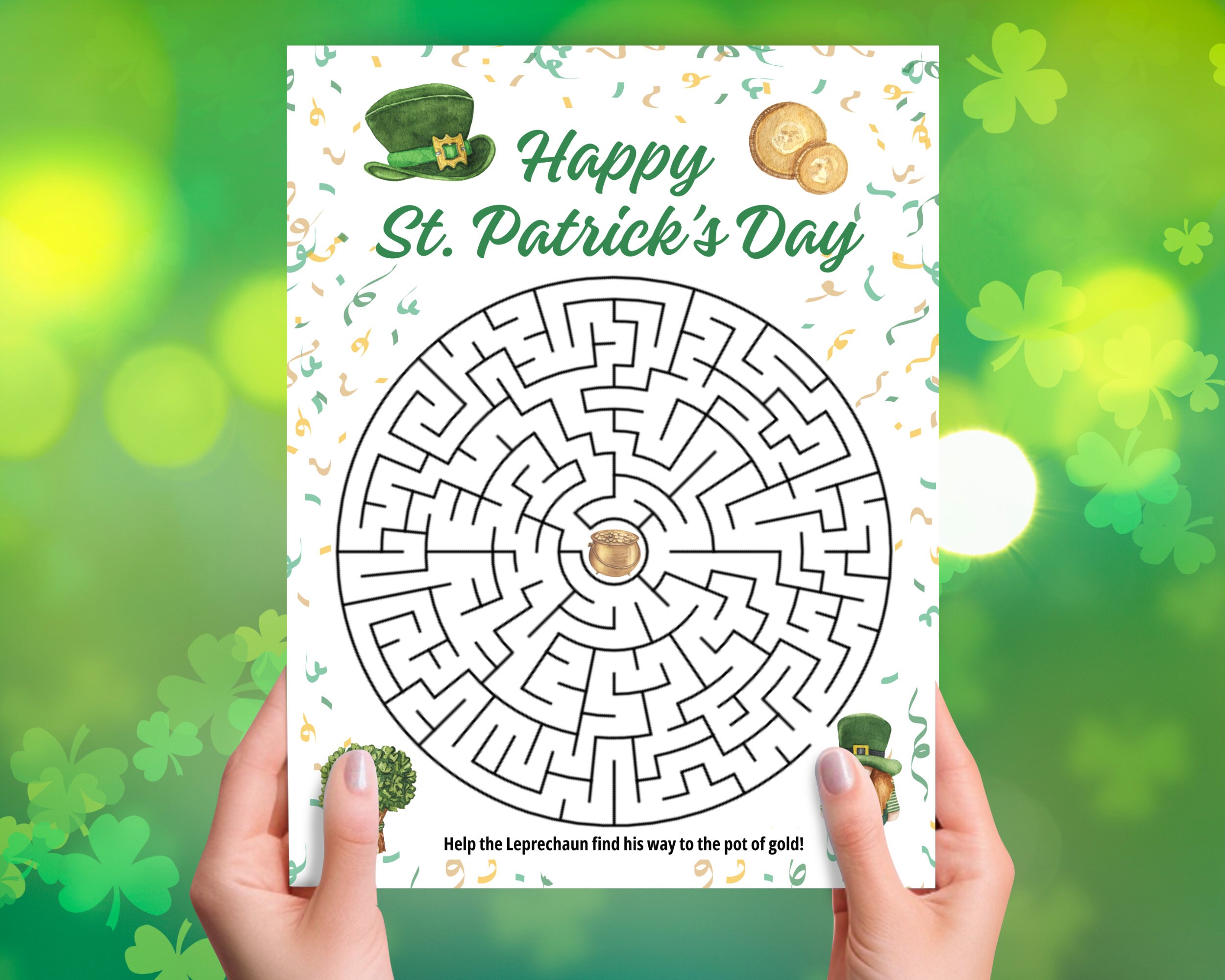 St Patrick's Day Maze, Saint Patricks Day Party Game, St Patricks Day ...