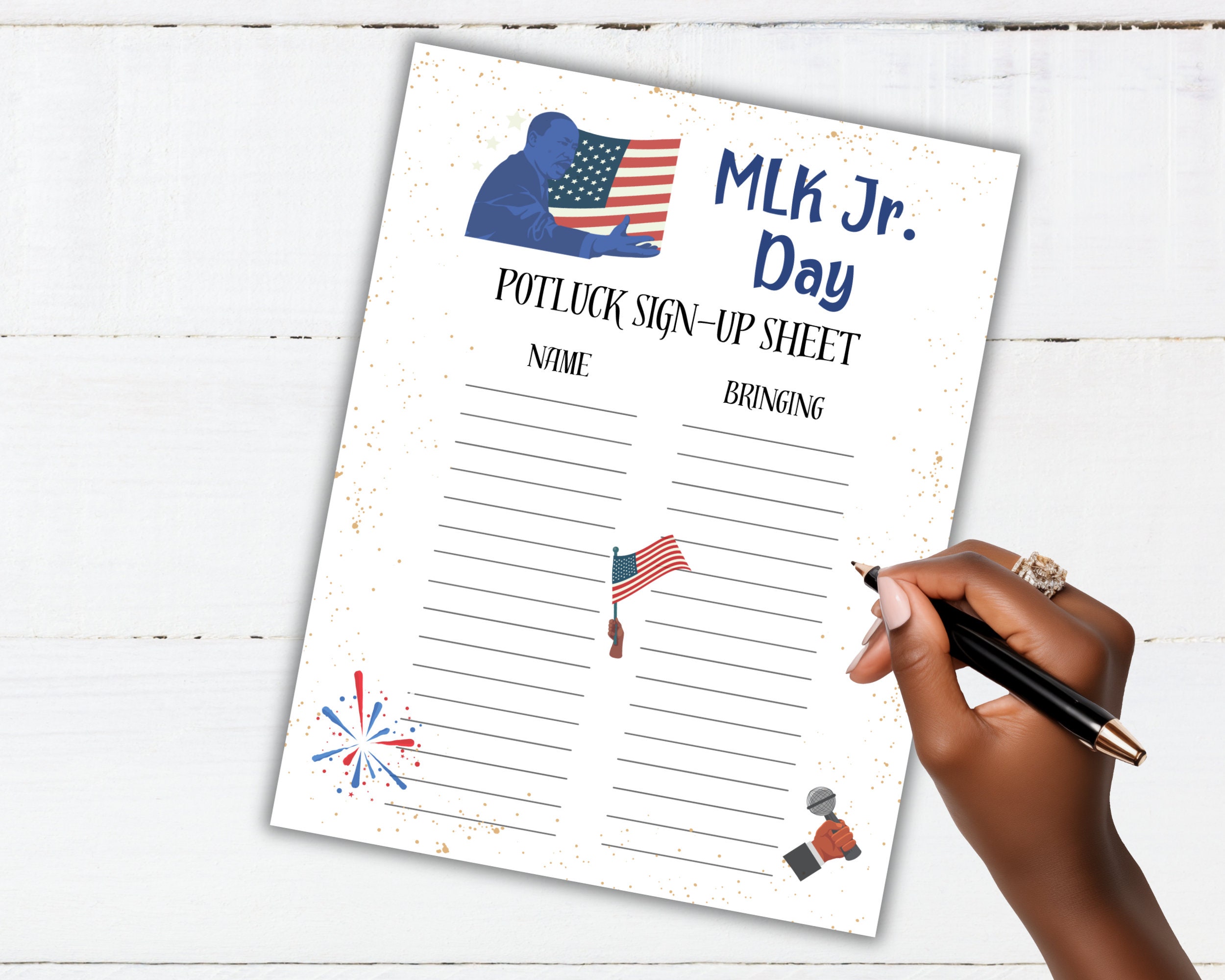 MLK Jr Day Sign up Sheet, Potluck Sign up Sheet, Potluck Sign up Form ...