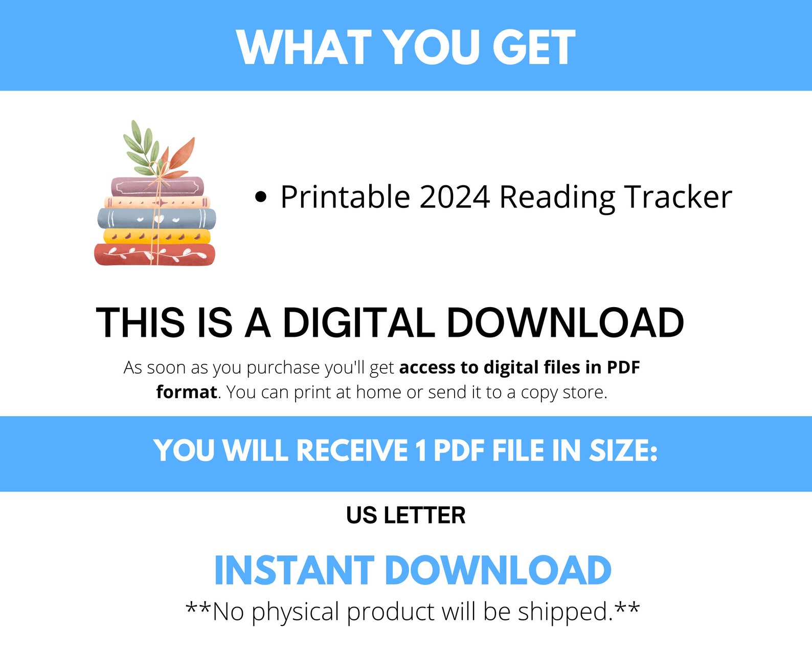 2024 Books Read Printable, Printable Bookshelf Reading Tracker ...