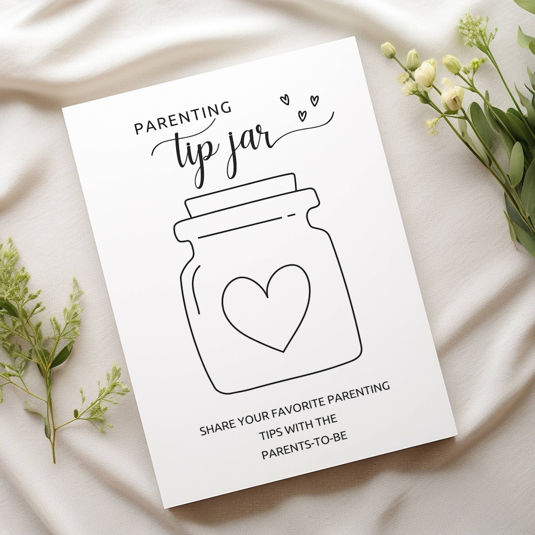 Parenting Tip Jar Sign, Advice Cards for Parents to Be, Baby Shower ...