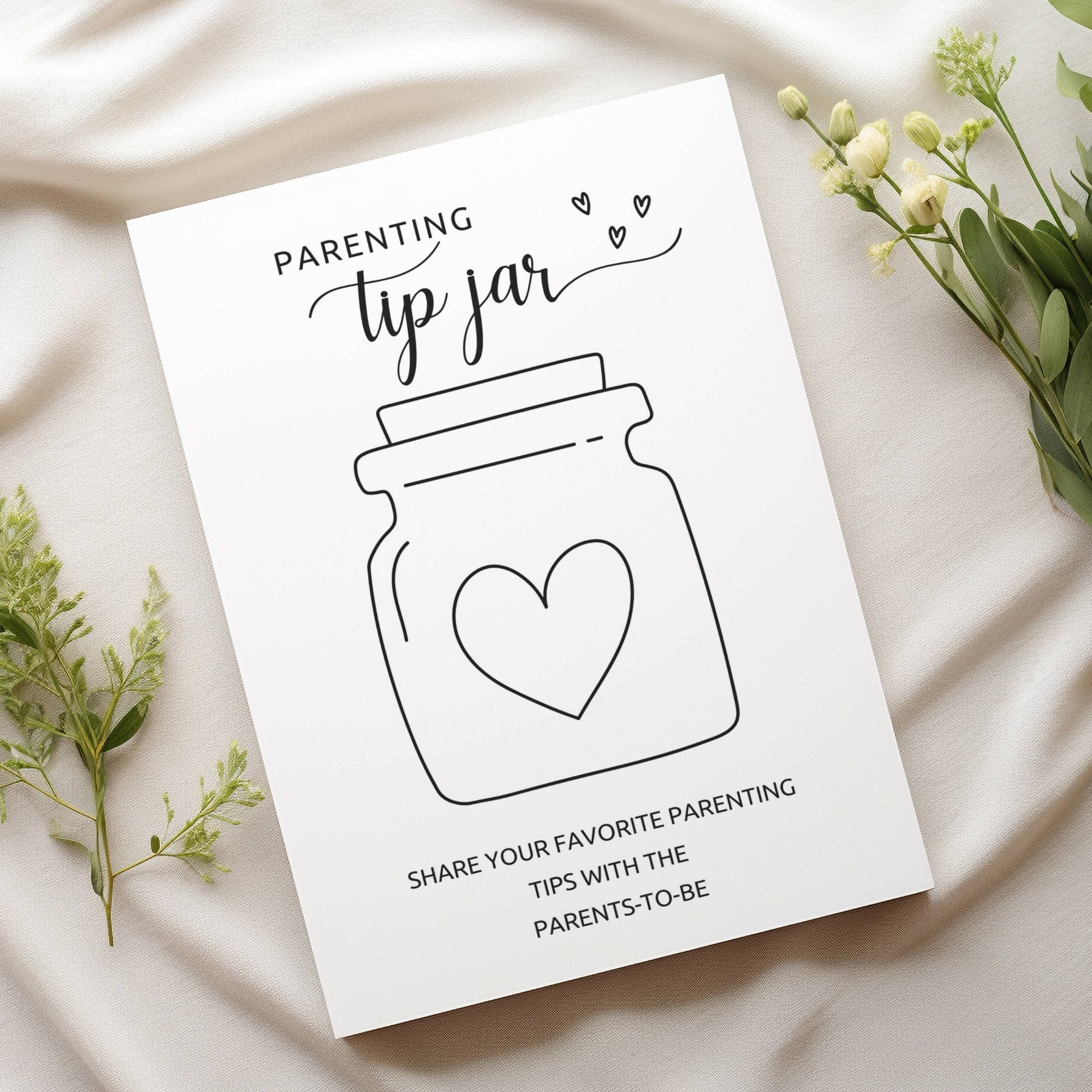 Parenting Tip Jar Sign, Advice Cards for Parents to Be, Baby Shower ...