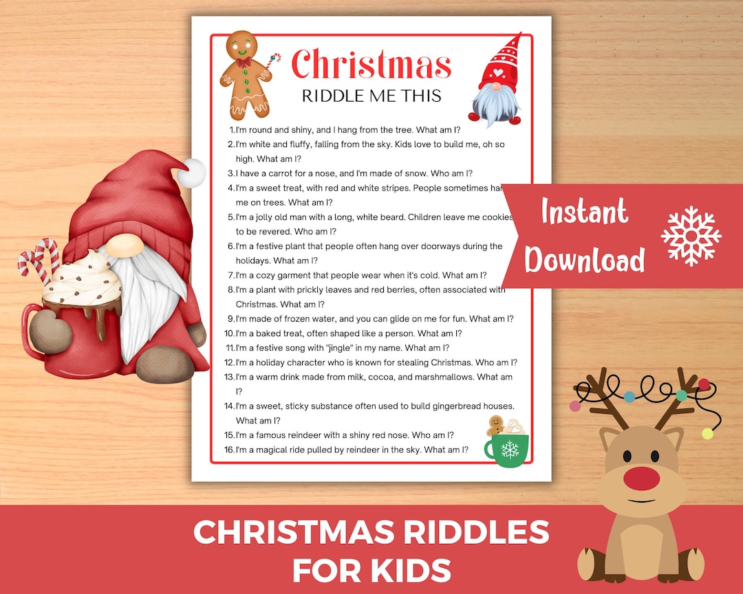 Christmas Riddles Game, Christmas Party Game Kids, Christmas Riddle Me ...