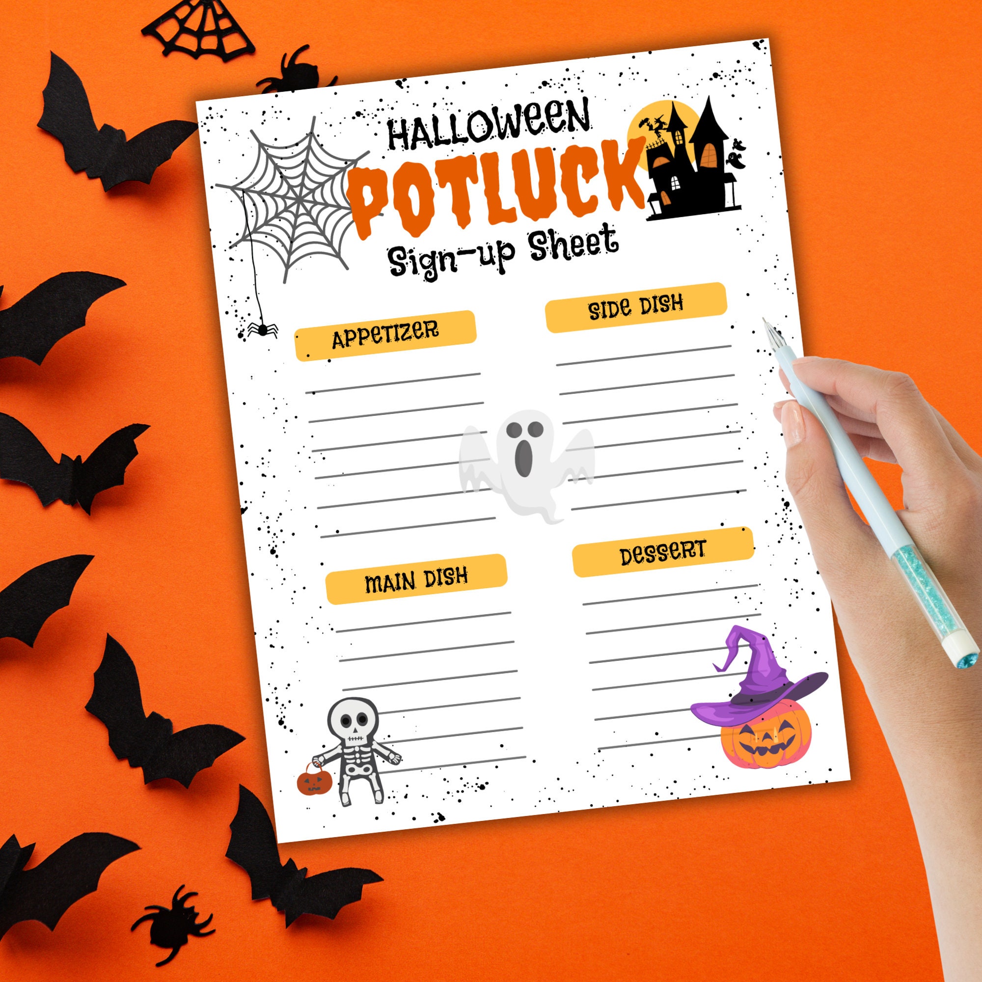 Halloween Potluck Sign up Sheet, Potluck Sign up Sheet, Potluck Sign up ...