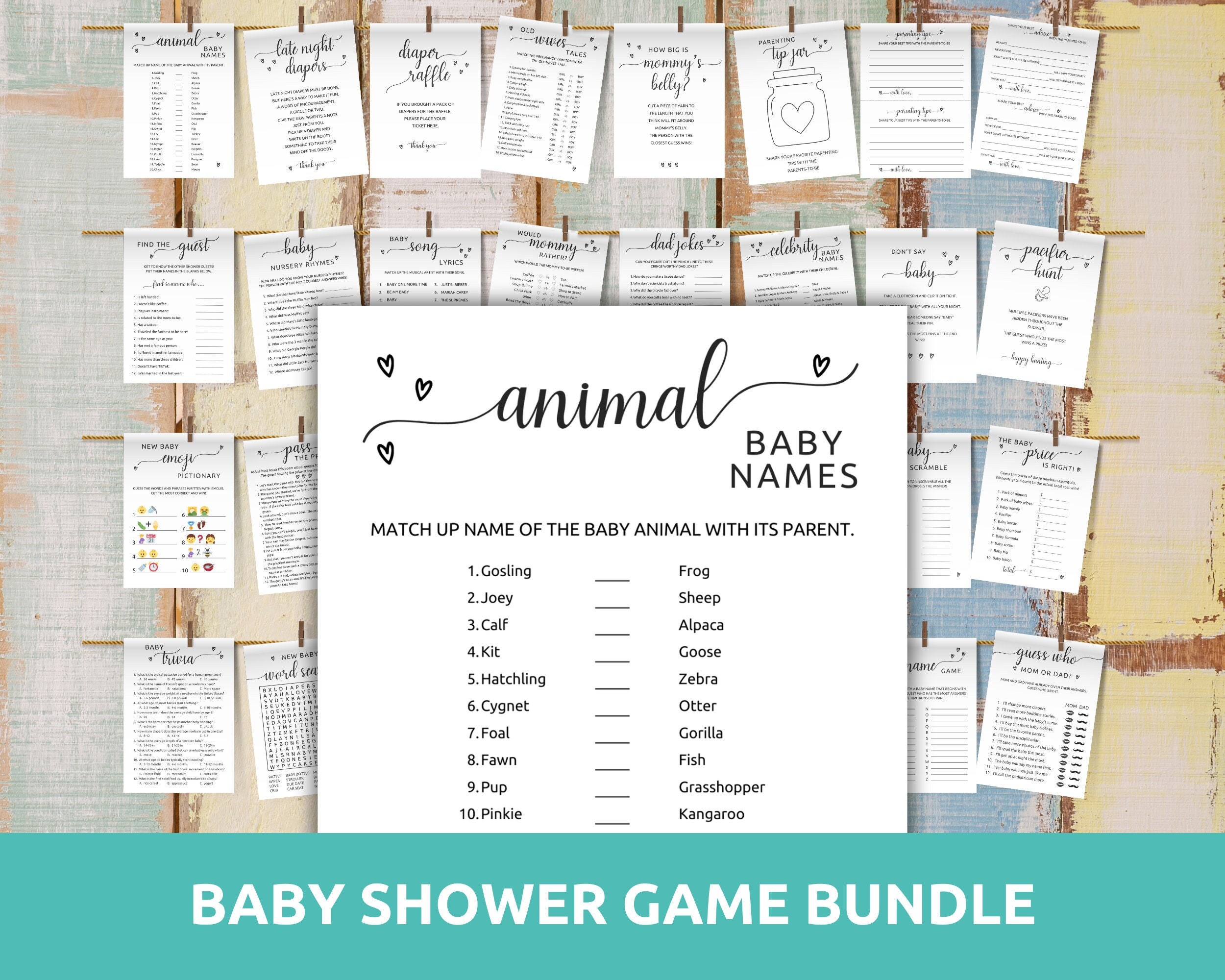 Minimalist Baby Shower Game Bundle Virtual Baby Shower Game - Etsy