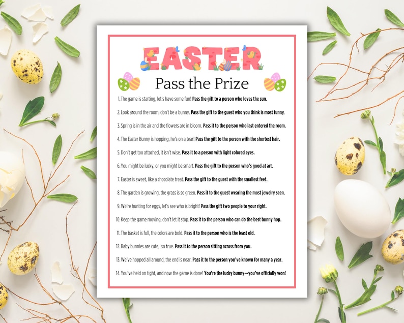 Easter Pass the Prize Game, Easter Party Game, Spring Party Game ...