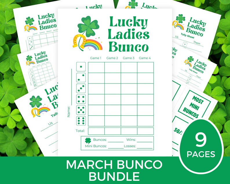 March Bunco Score Sheets, St. Patricks Bunco Sheets, St. Patrick's ...