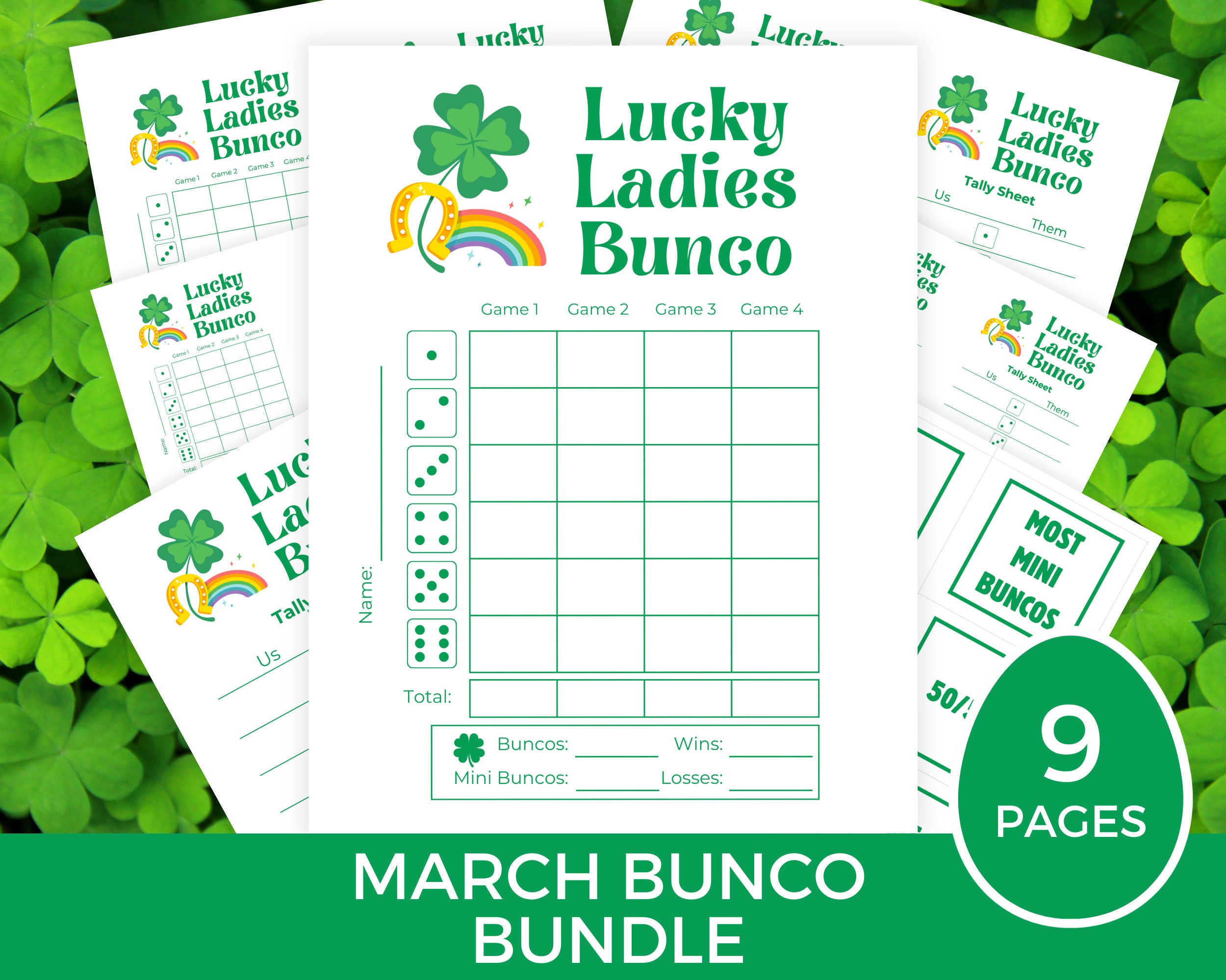 March Bunco Score Sheets, St. Patricks Bunco Sheets, St. Patrick's ...