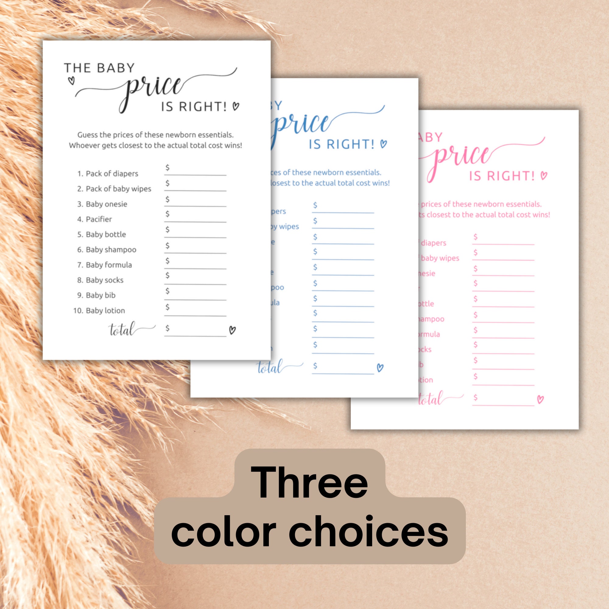 Price is Right Baby Shower Game, Baby Shower Games Printable, Baby ...