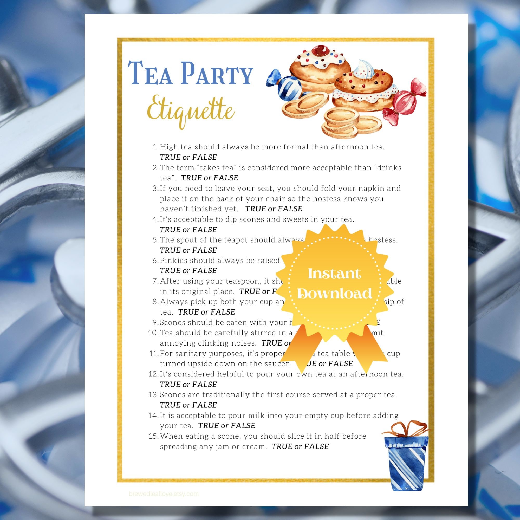Hanukkah Tea Party Games Pack, Holiday Tea Party, Instant Download ...