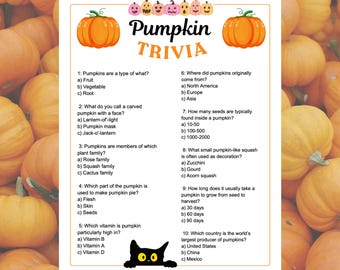 Pumpkin Trivia Game, Printable Pumpkin Trivia, Fall Trivia Game ...
