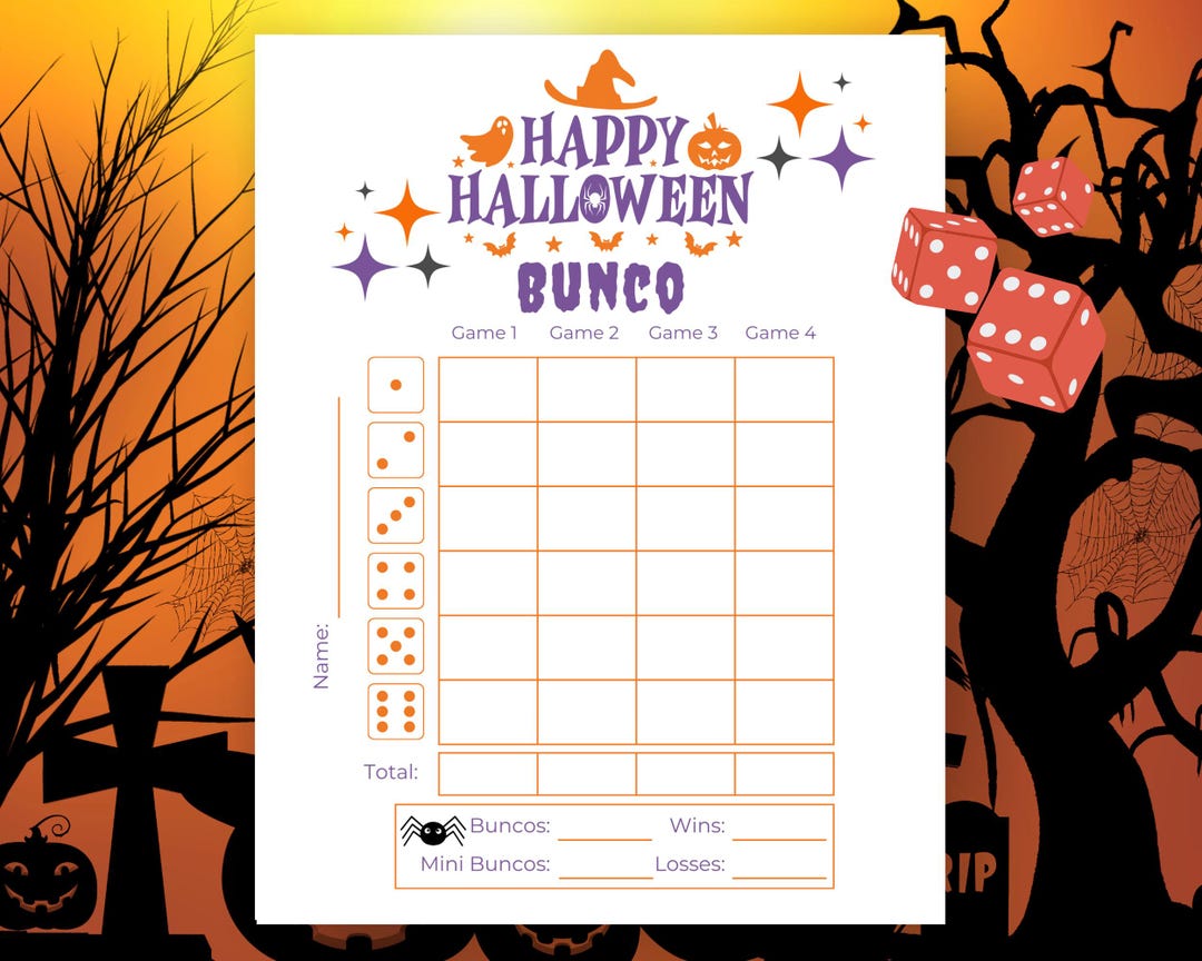 Halloween Bunco Score Sheets, October Bunco Score Cards, Halloween ...
