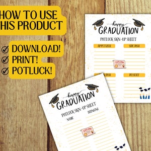 Graduation Potluck Sign up Sheet, Graduation Menu Sign up Form, Potluck ...