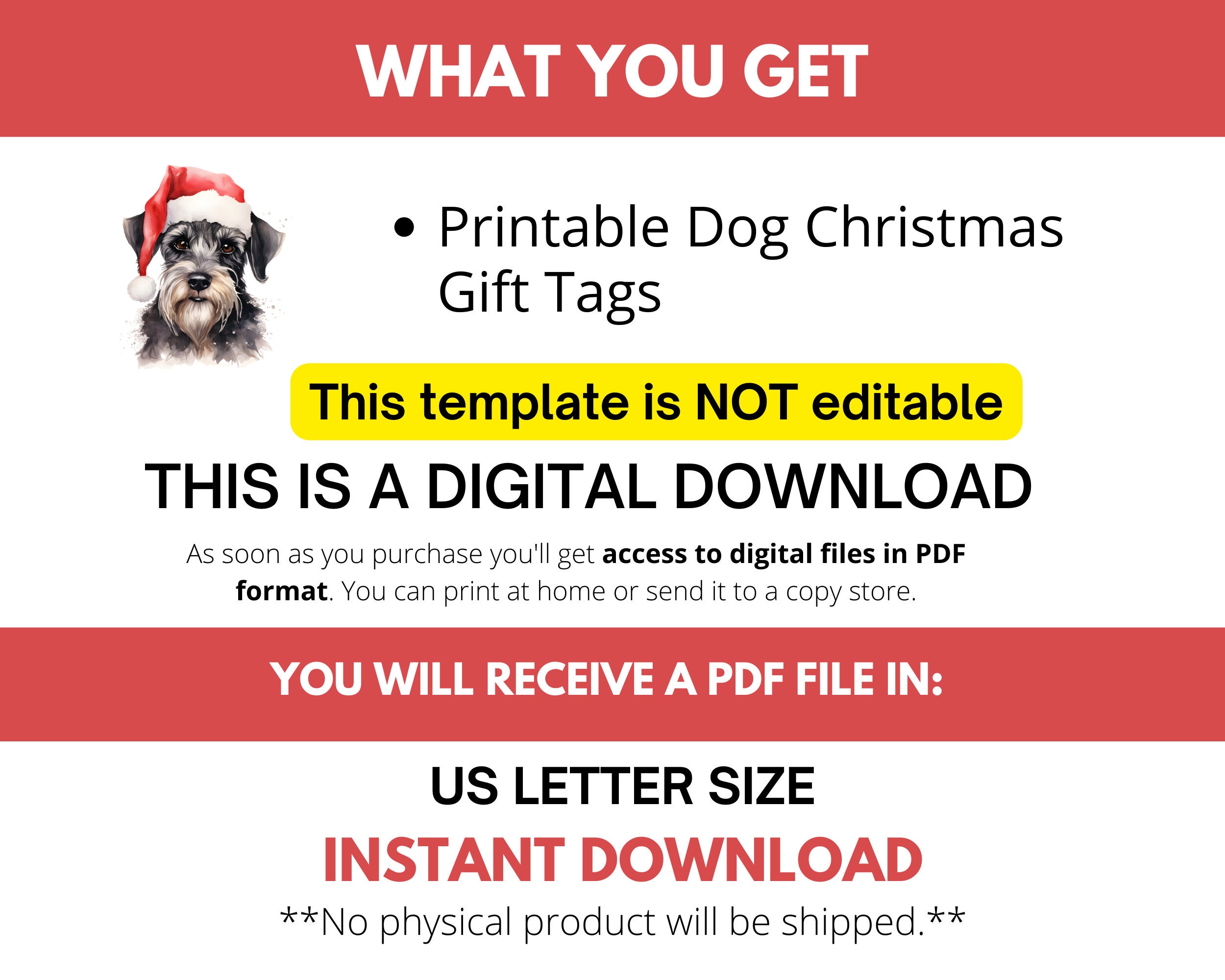 German Shepherd Christmas Gift Tags, Dog Printable Merry Christmas ...