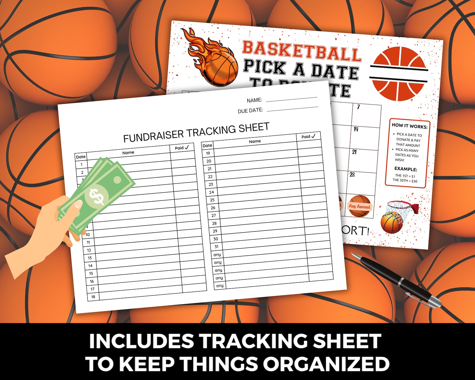 Girls Basketball Fundraiser Calendar, Pick a Date to Donate Calendar ...
