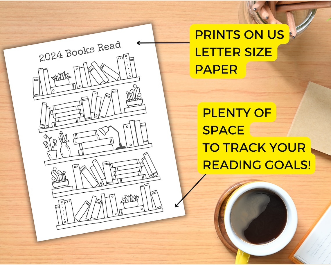 2024 Books Read Printable, Printable Bookshelf Reading Tracker ...