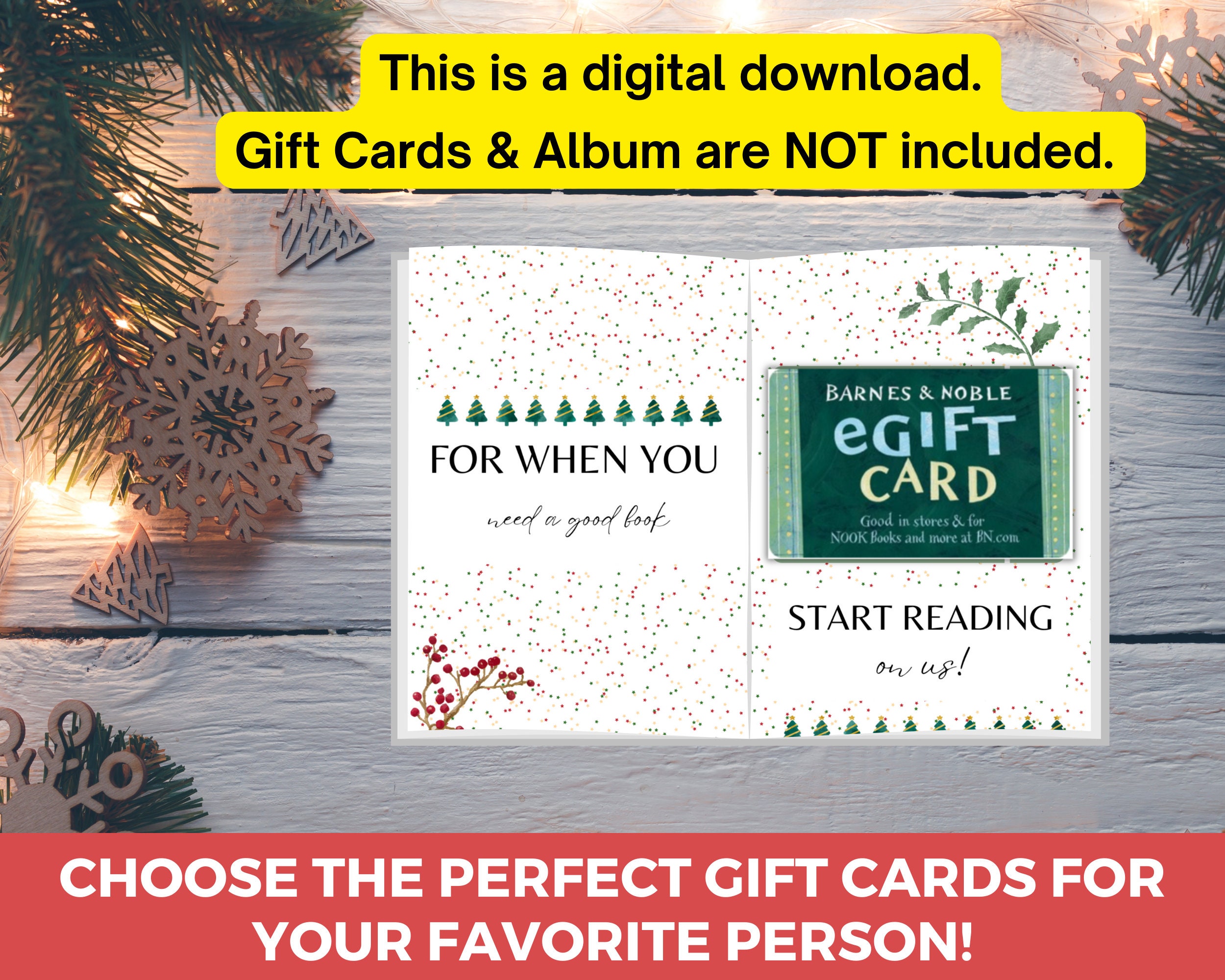 Printable Christmas Gift Card Book, Christmas Gift Card Holder, College ...