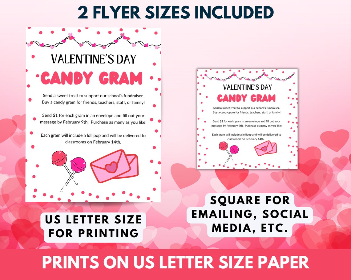 Editable Valentine's Day Candy Gram Form, Valentine School Fundraiser ...