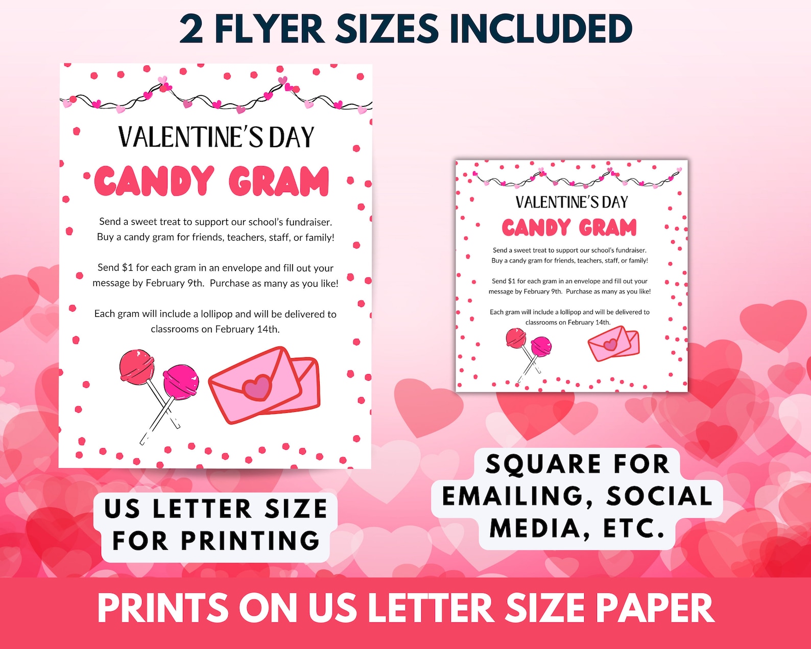 Editable Valentine's Day Candy Gram Form, Valentine School Fundraiser ...