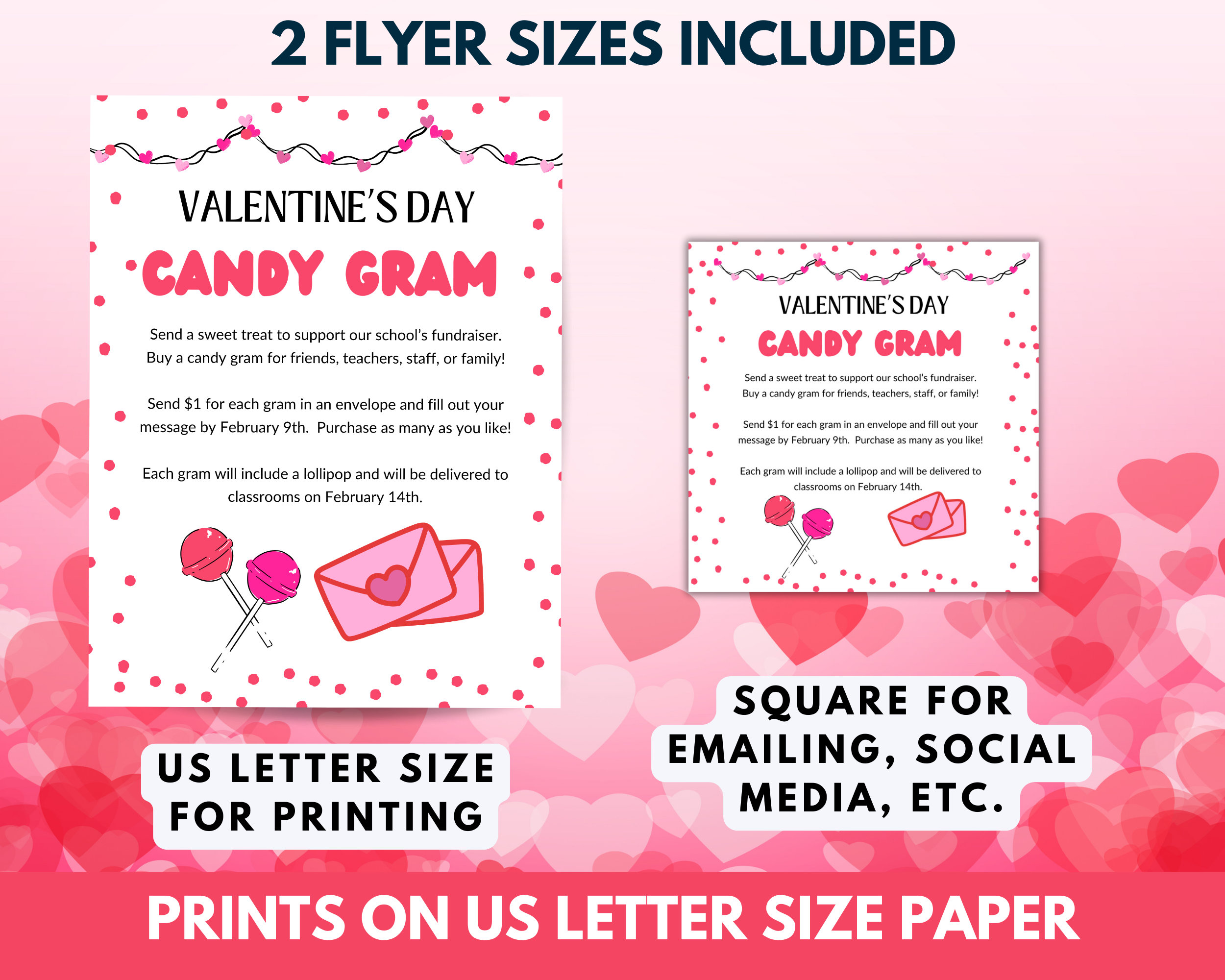 Editable Valentine's Day Candy Gram Form, Valentine School Fundraiser ...