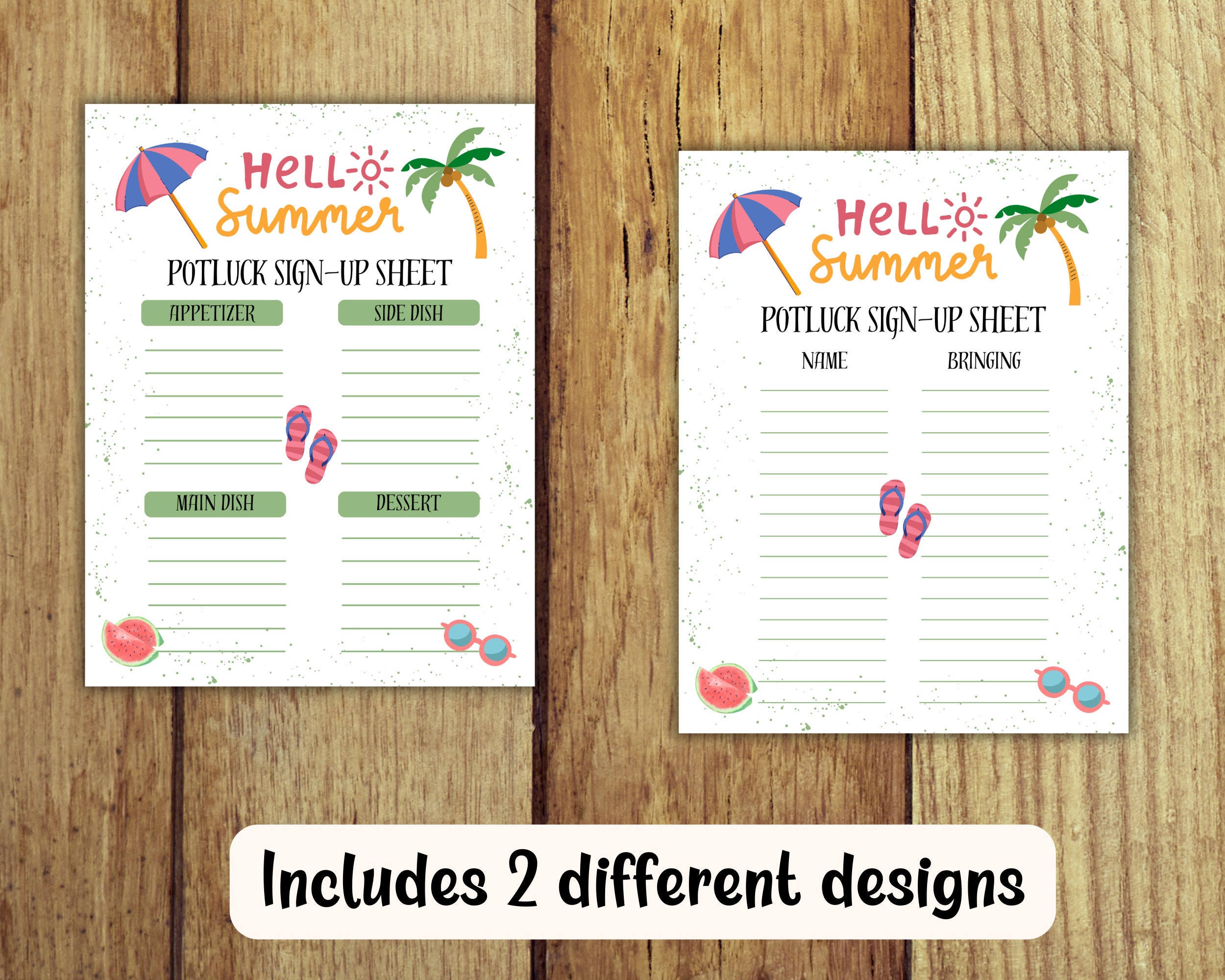 Summer Potluck Sign up Sheet, Summer Sign up Form, Potluck Sign up Form ...