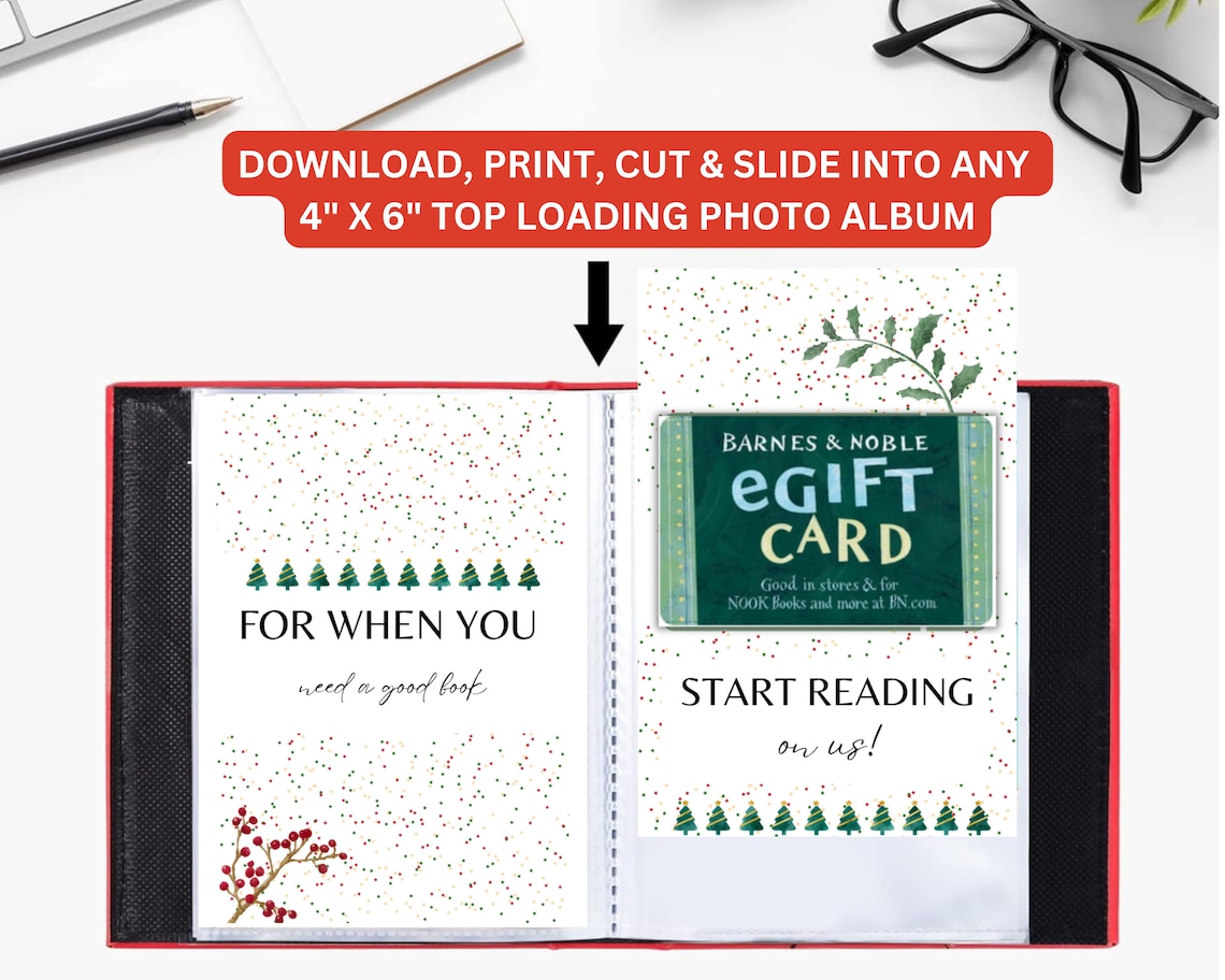 Printable Christmas Gift Card Book, Christmas Gift Card Holder, College ...