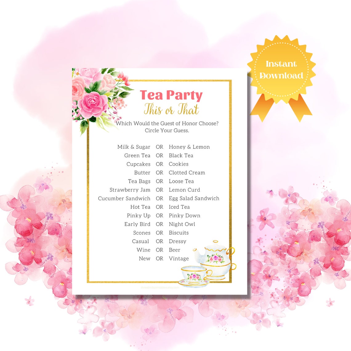 Tea Party Game | Instant Download | Garden Tea Party | Afternoon Tea ...