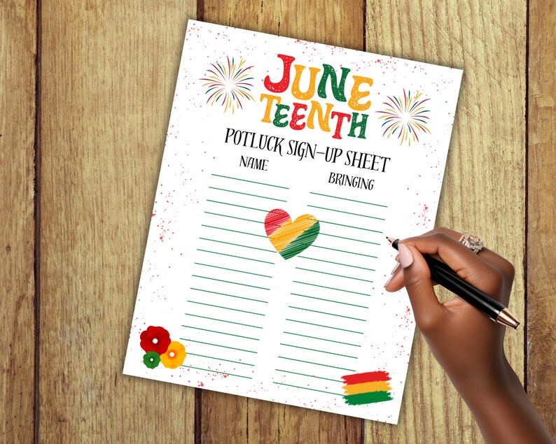 Juneteenth Potluck Sign up Sheet, Juneteenth Sign up Form, Juneteenth ...