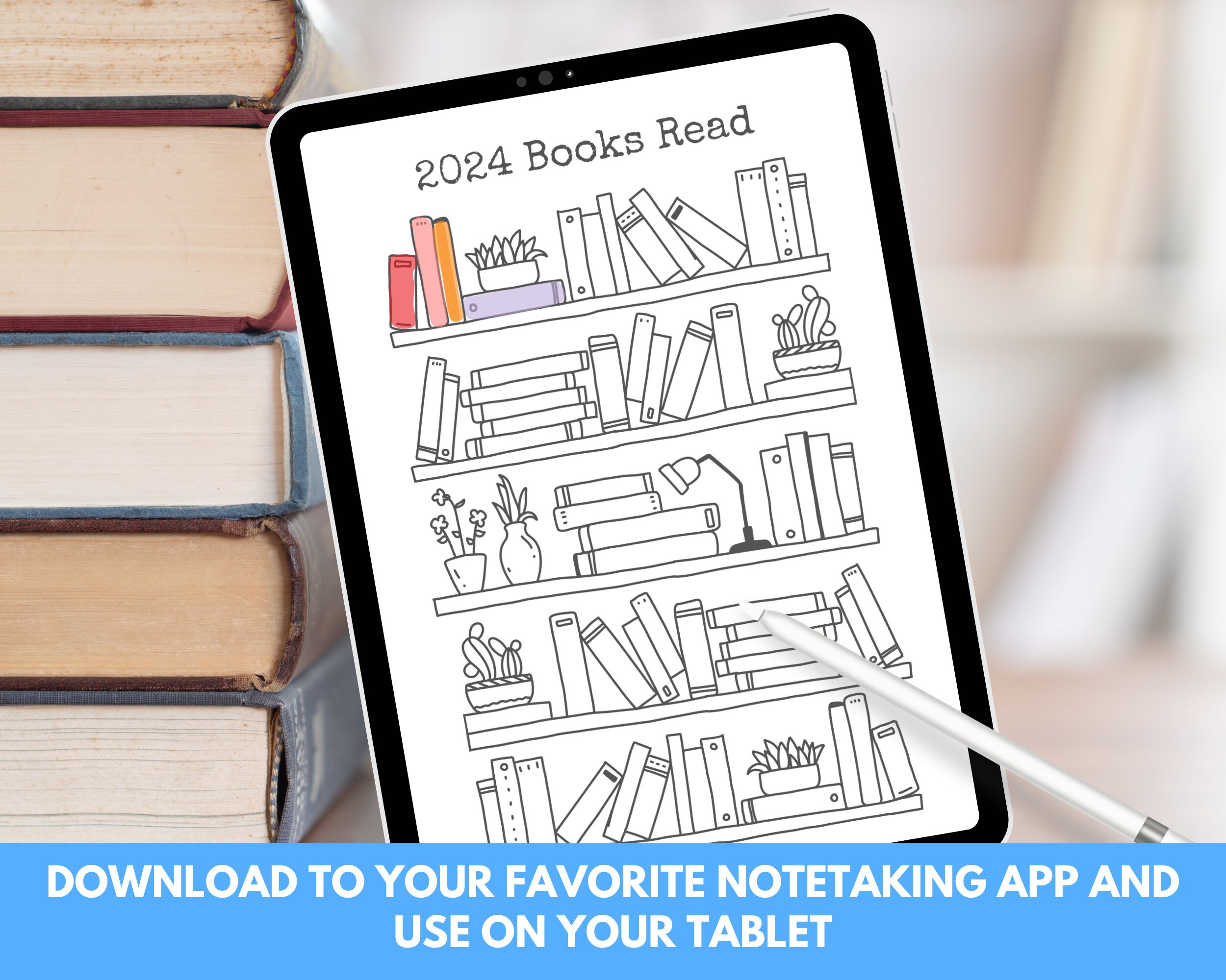 2024 Books Read Printable, Printable Bookshelf Reading Tracker ...