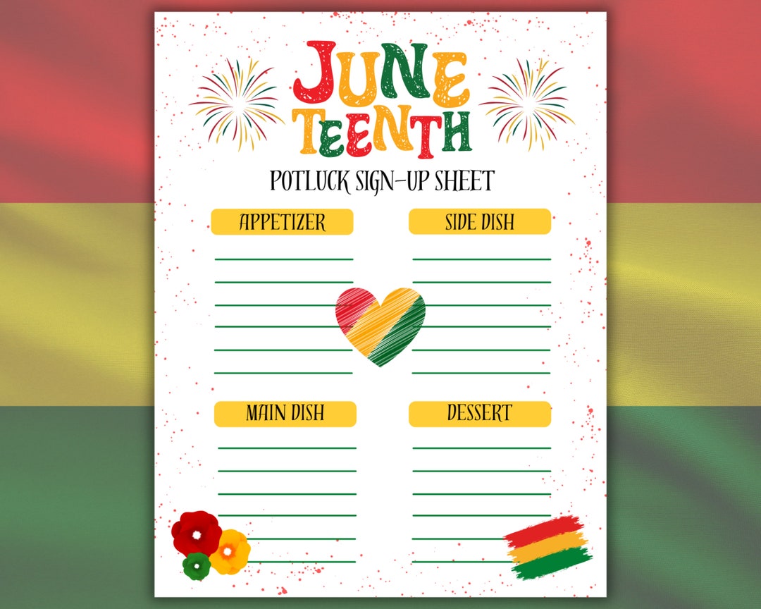 Juneteenth Potluck Sign up Sheet, Juneteenth Sign up Form, Juneteenth ...