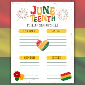 Juneteenth Potluck Sign up Sheet, Juneteenth Sign up Form, Juneteenth ...