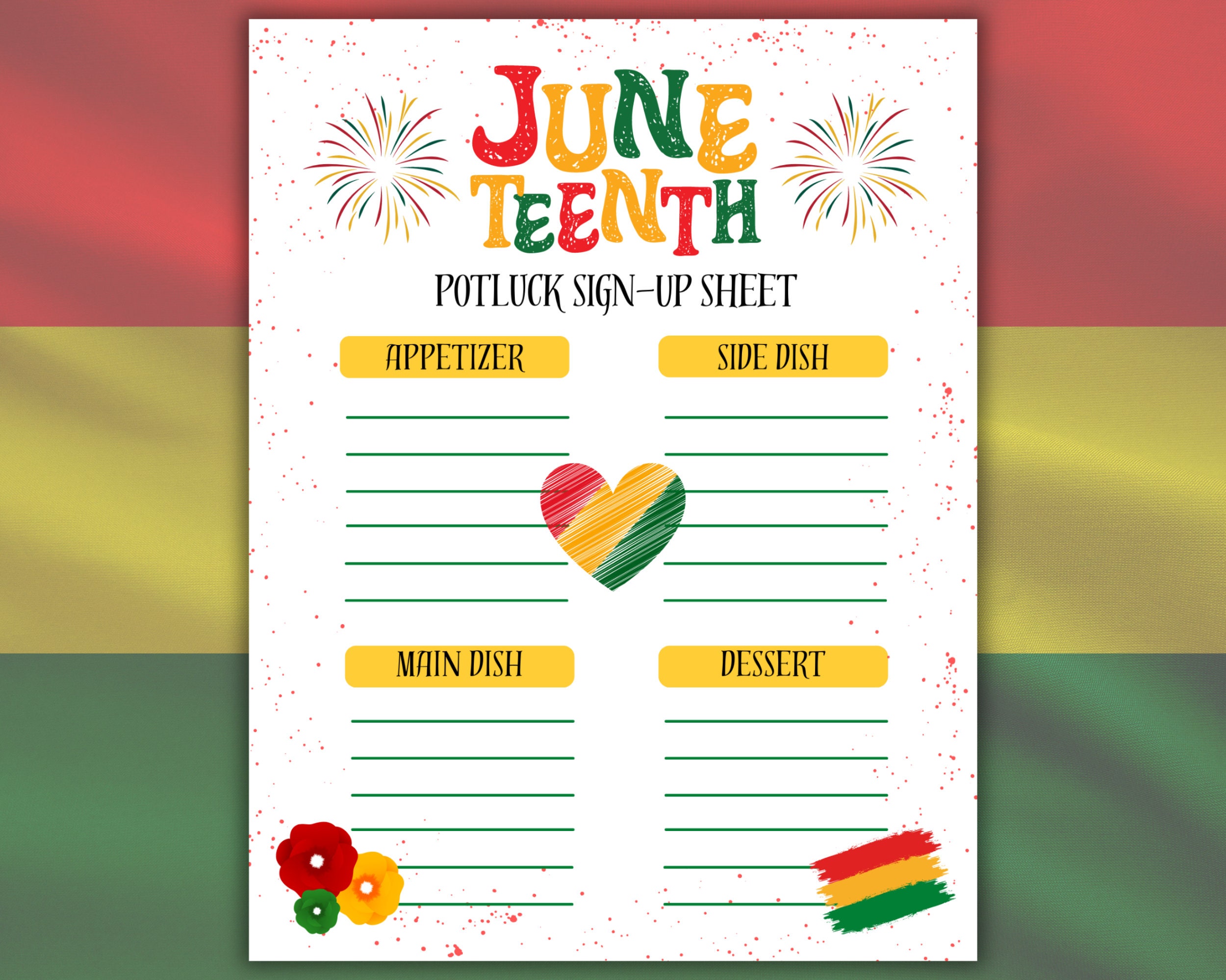 Juneteenth Potluck Sign up Sheet, Juneteenth Sign up Form, Juneteenth ...