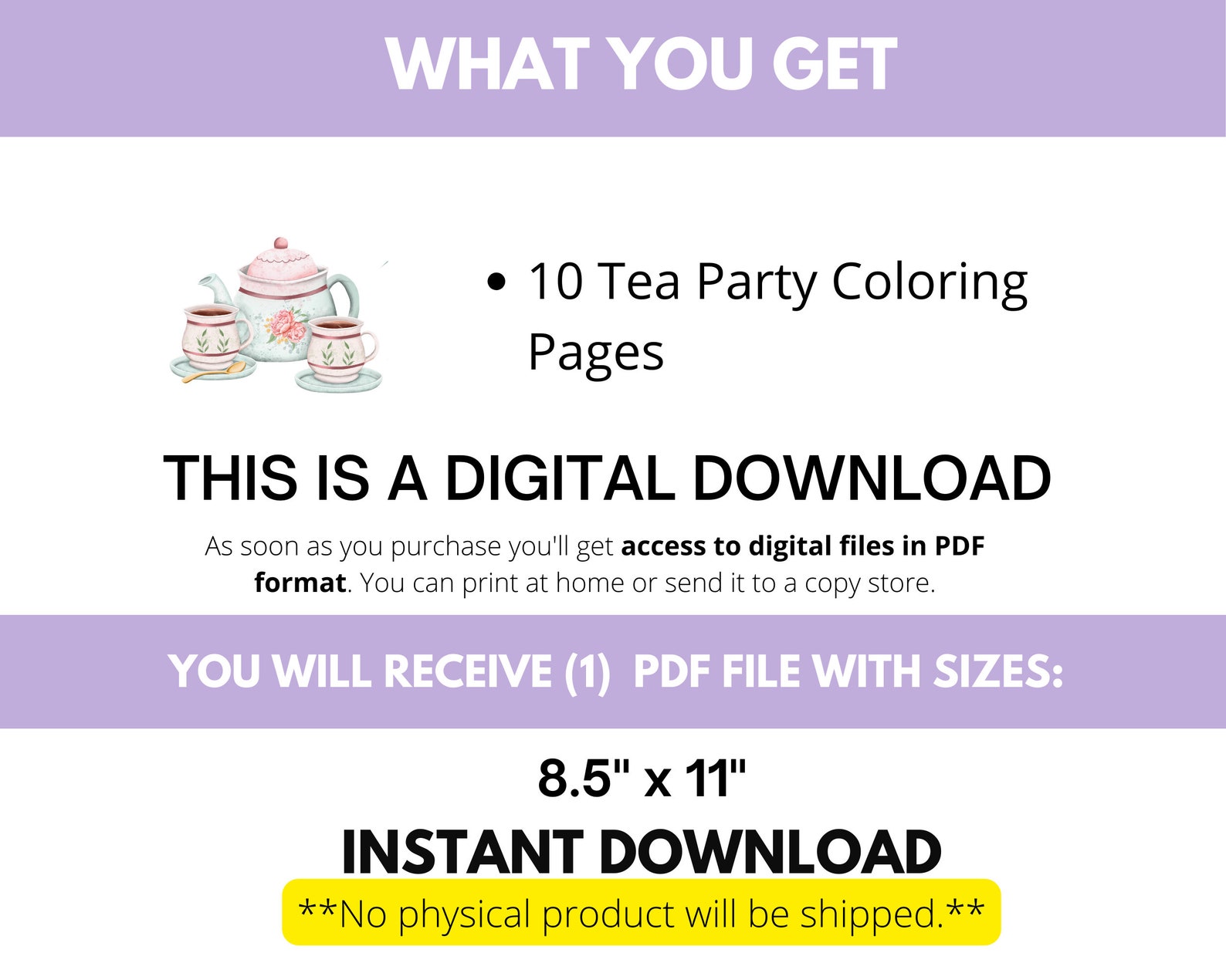 Tea Party Coloring Pages, Tea Party Activity Pages, Tea Party Favors ...
