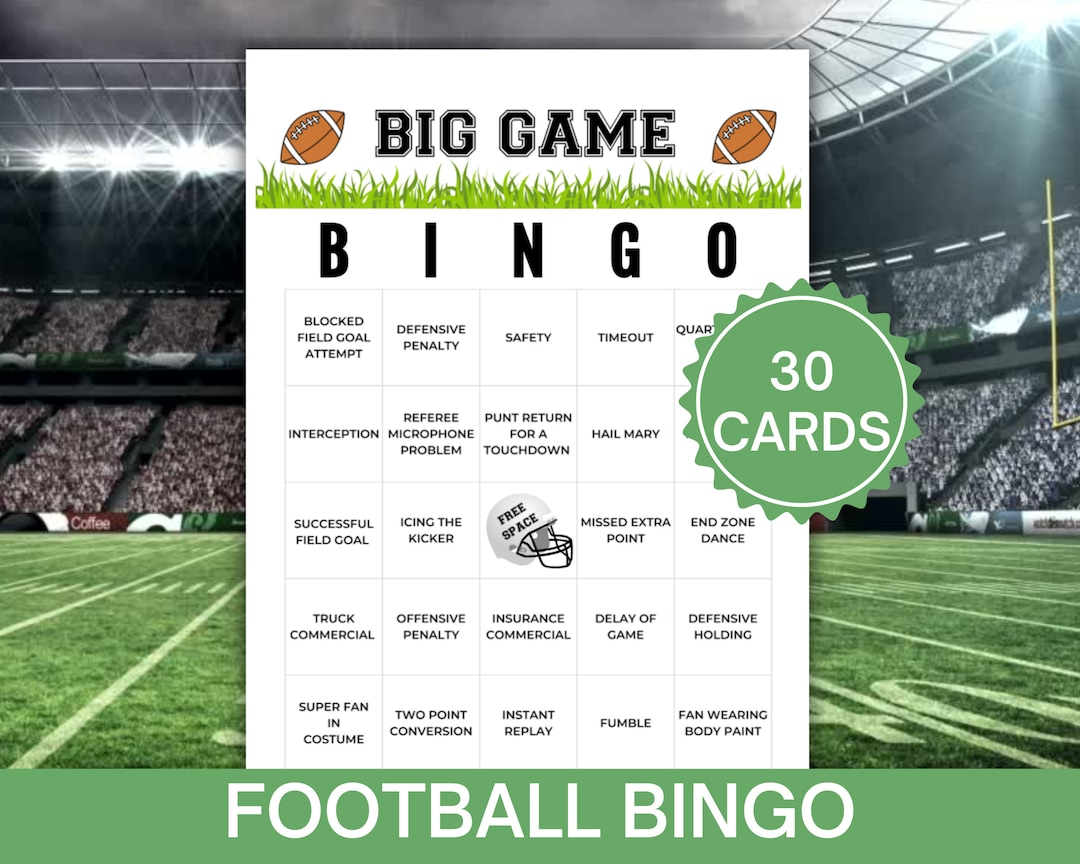 Football Bingo Cards, Football Party Game, Watch Party Game, Big Game ...
