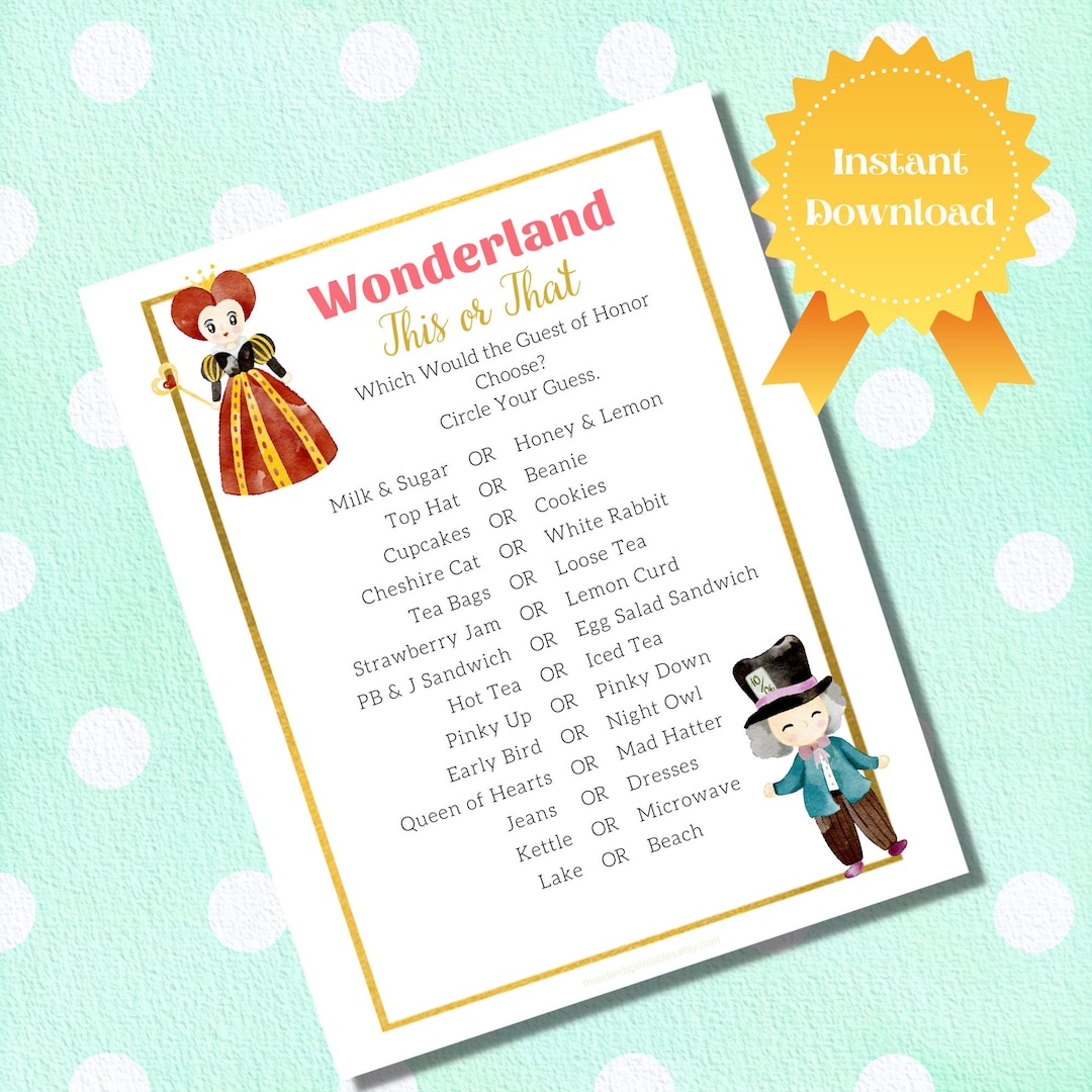 Alice Tea Party Game, Alice in Wonderland, Wonderland Tea Party ...