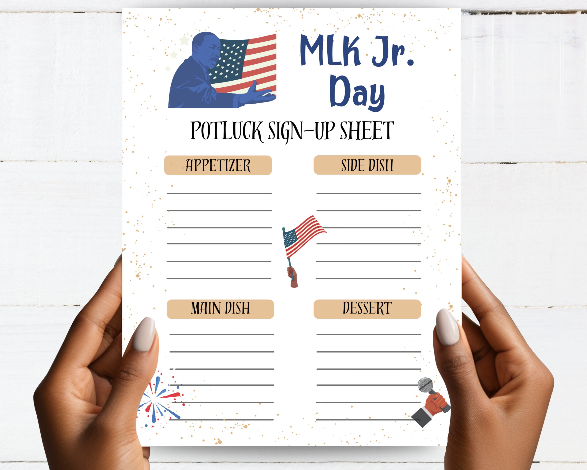 MLK Jr Day Sign up Sheet, Potluck Sign up Sheet, Potluck Sign up Form ...