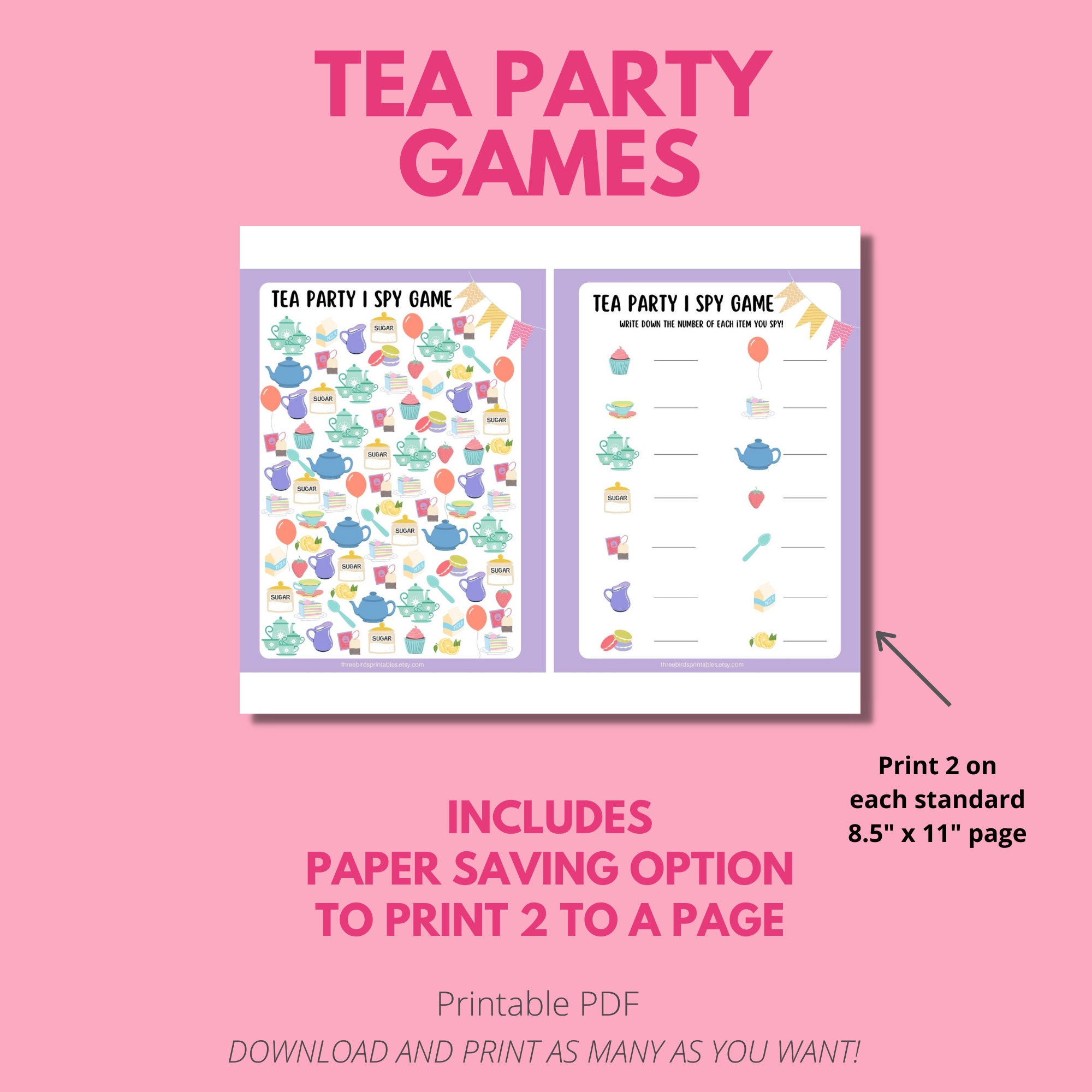 Tea Party I SPY Game, Tea Party Games for Kids, INSTANT Download, Kids ...