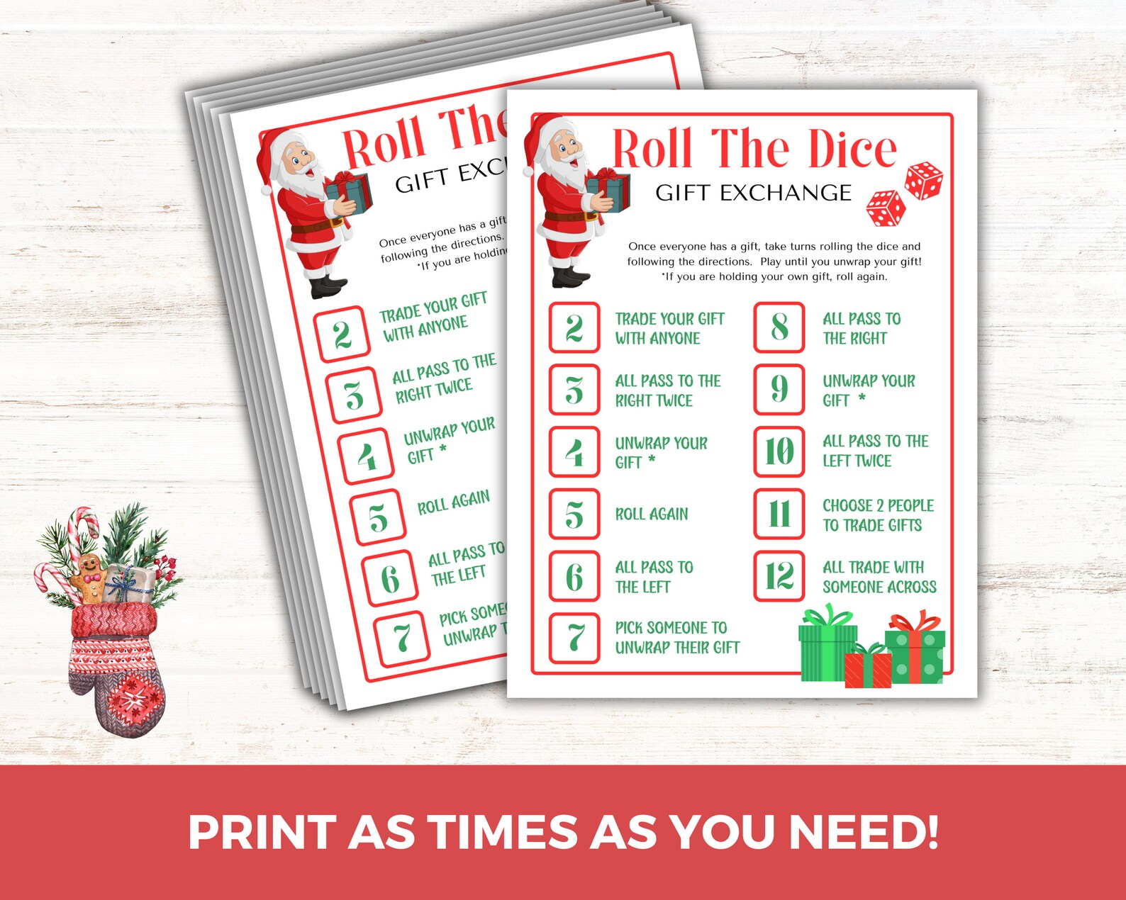 Christmas Gift Exchange Dice Game, Christmas Dice Gift Exchange, Roll ...