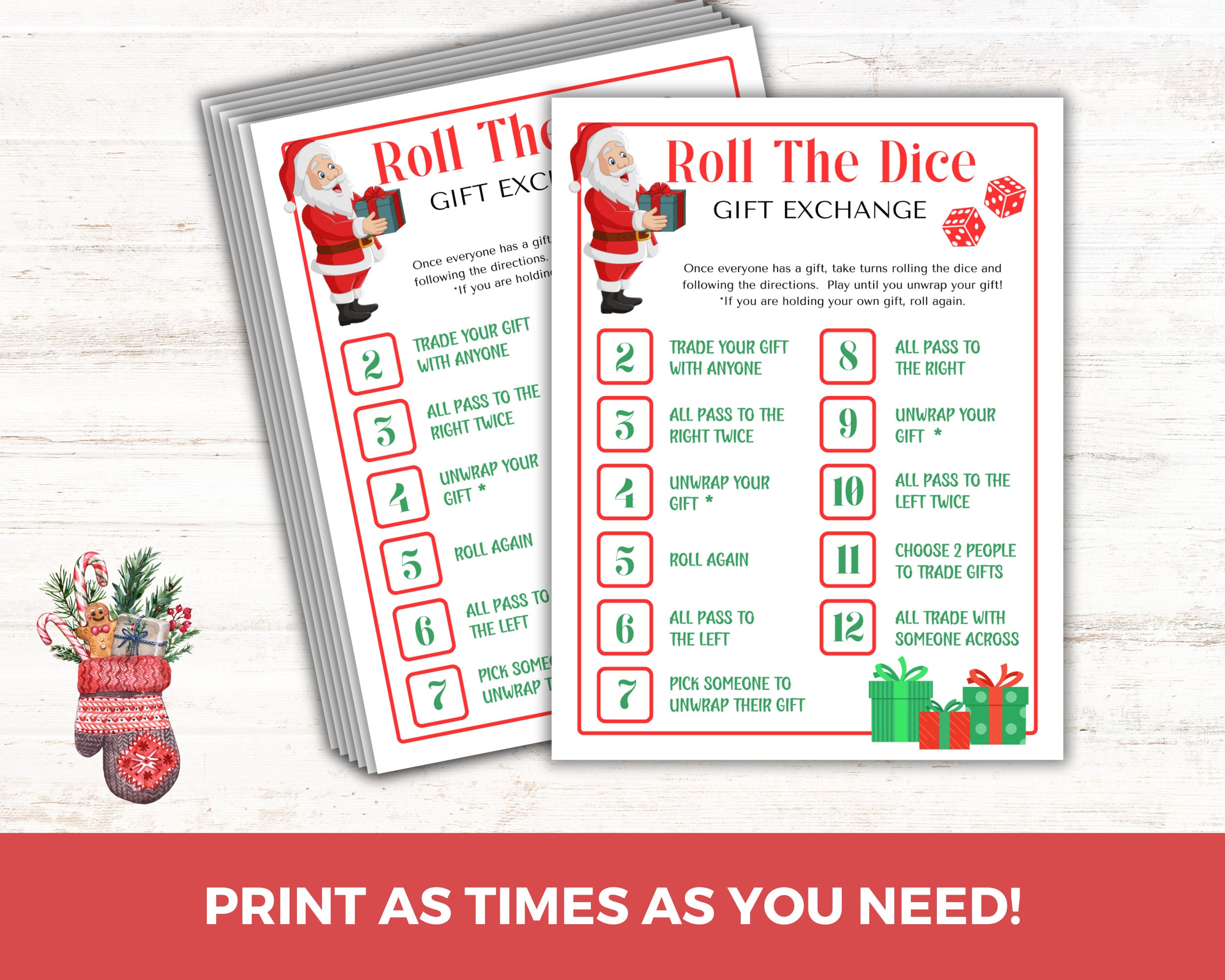 Christmas Gift Exchange Dice Game, Christmas Dice Gift Exchange, Roll the Dice Holiday Gift ...
