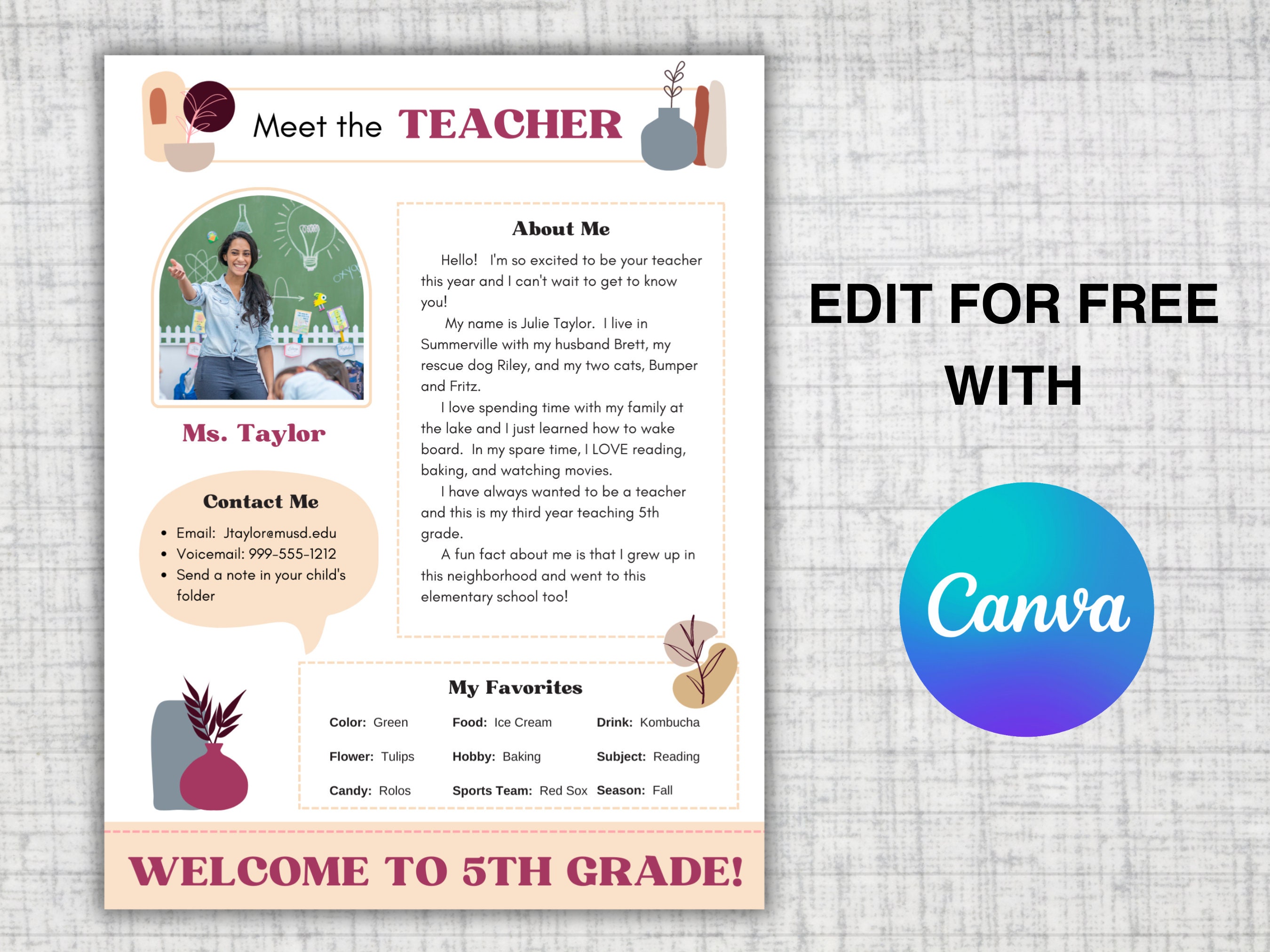 Boho Meet the Teacher Template, Editable Back to School Night Template ...