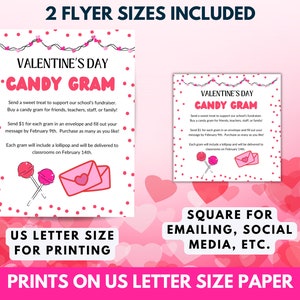 Editable Valentine's Day Candy Gram Flyer, Valentine School Fundraiser ...