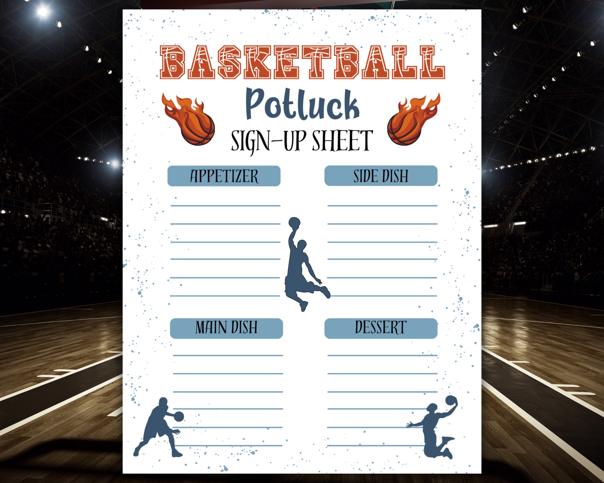 Basketball Potluck Sign up Sheet, Potluck Sign up Form, Basketball ...