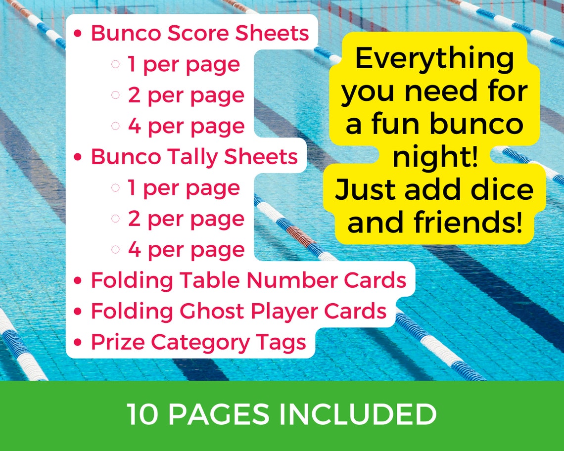 Paris Games Bunco Score Sheets, Summer Bunco Score Cards, Summer Games ...
