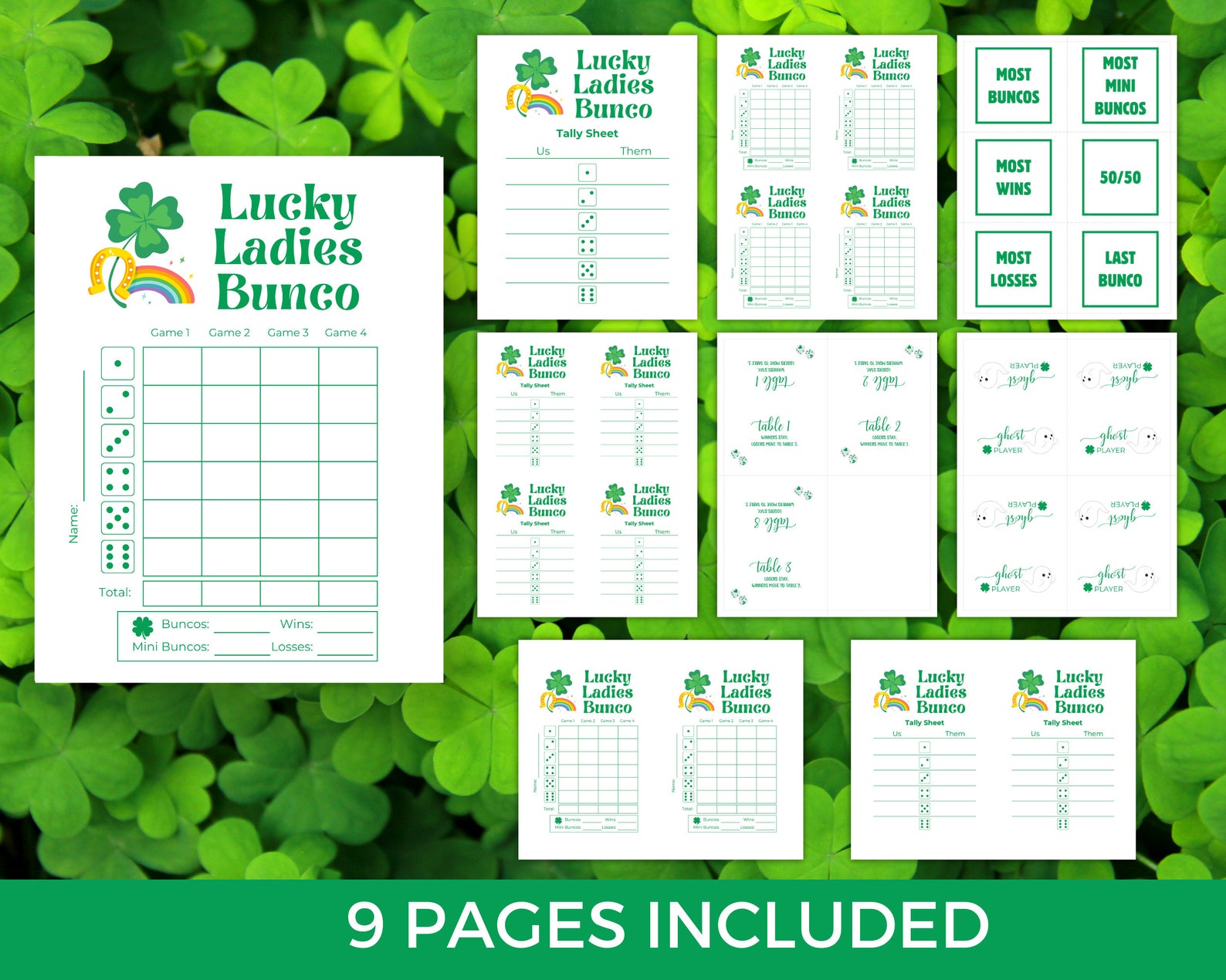 March Bunco Score Sheets, St. Patricks Bunco Sheets, St. Patrick's ...