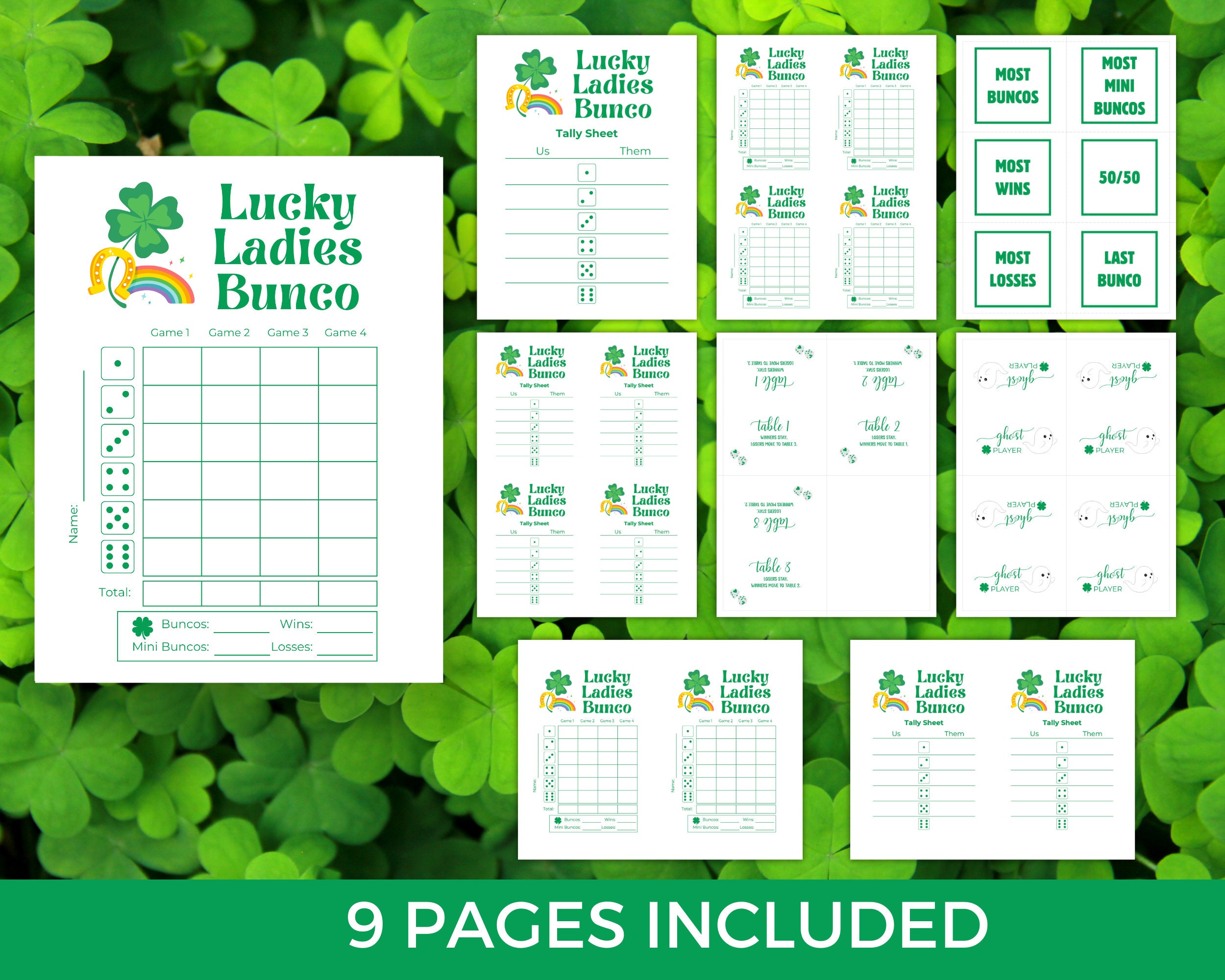 March Bunco Score Sheets, St. Patricks Bunco Sheets, St. Patrick's ...