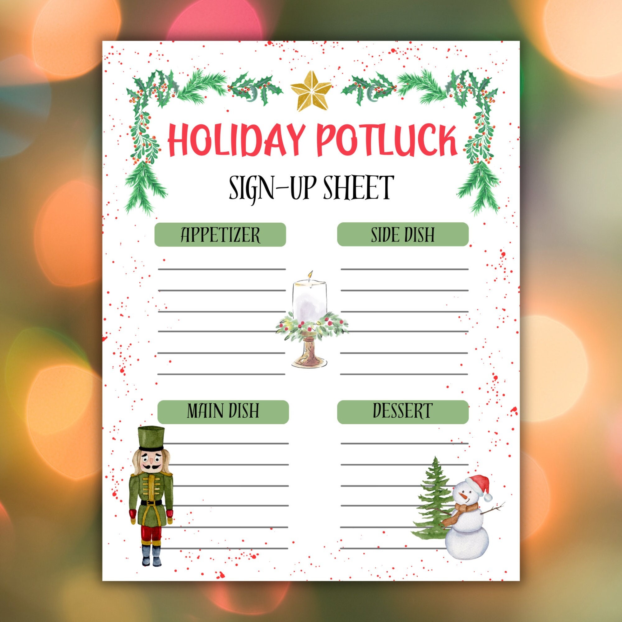 Holiday Food Sign Up Sheet 7 Free Printable Christmas Potluck Sign Up