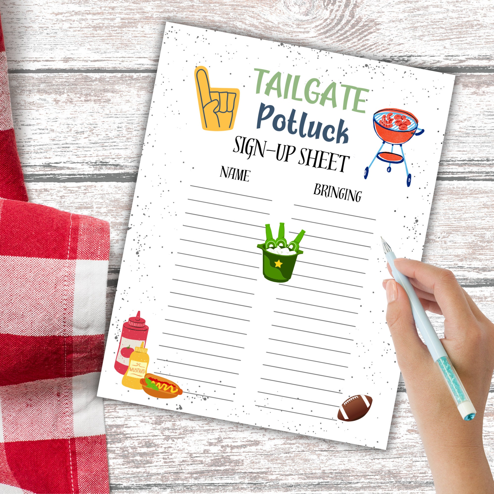 Tailgate Potluck Sign up Sheet, Potluck Sign up Form, Football Party ...