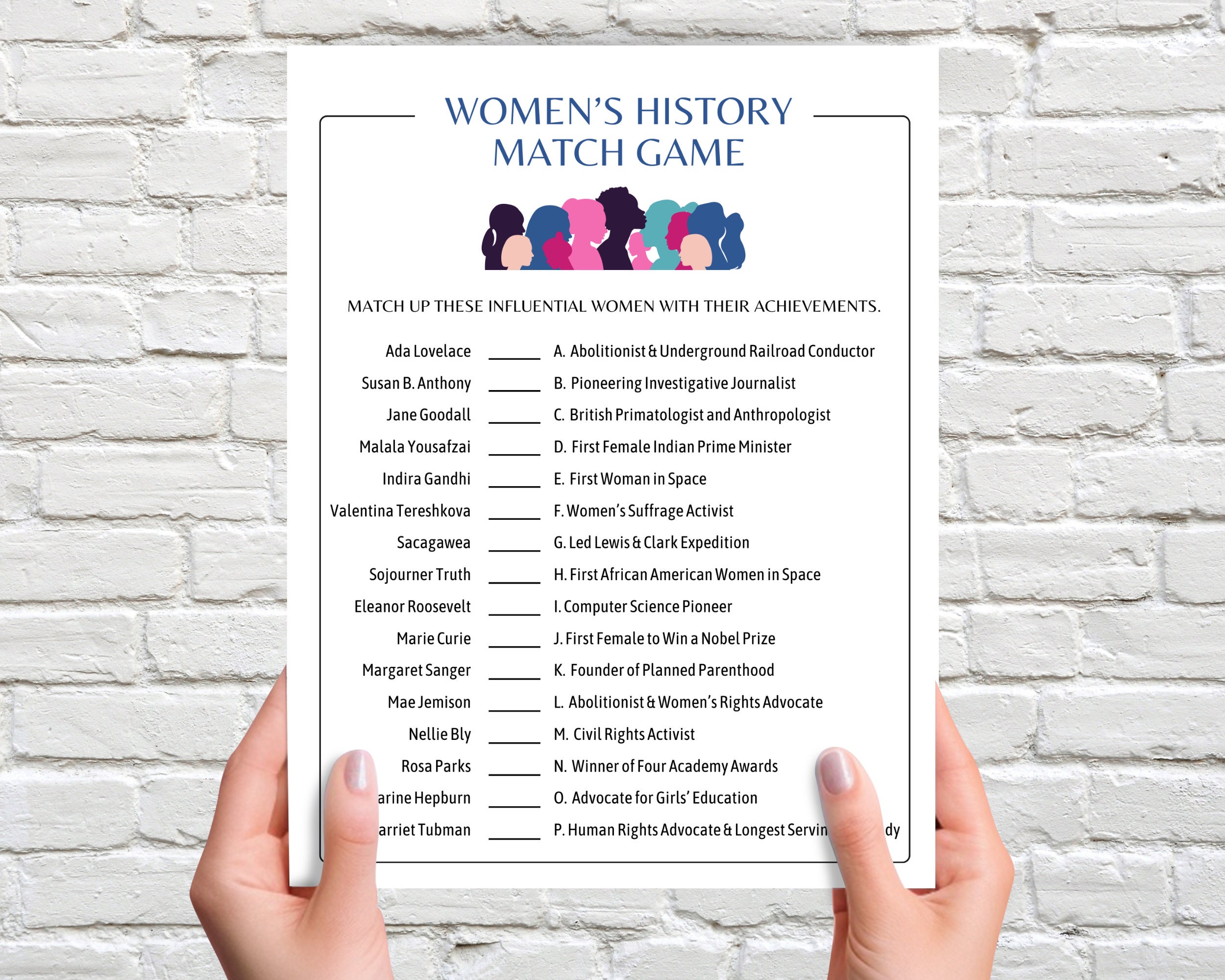 Women's History Month Match Game, International Women's Day Activity ...