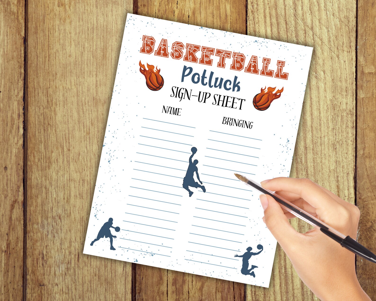 Basketball Potluck Sign up Sheet, Potluck Sign up Form, Basketball ...