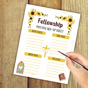 Church Potluck Sign up Sheet, Church Sign up Form, Potluck Sign up Form ...