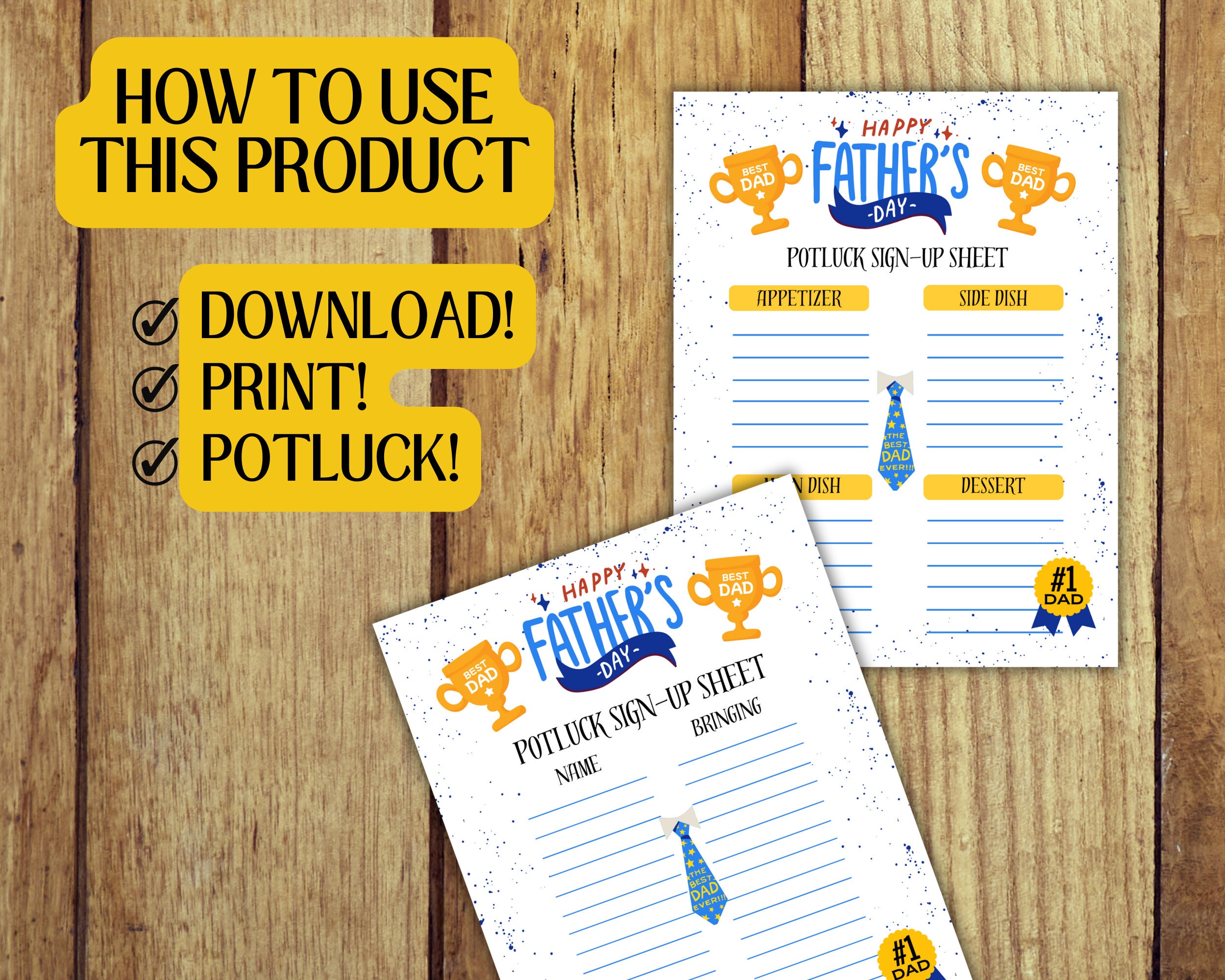 Fathers Day Potluck Sign up Sheet, Father's Day Sign up Form, Fathers ...